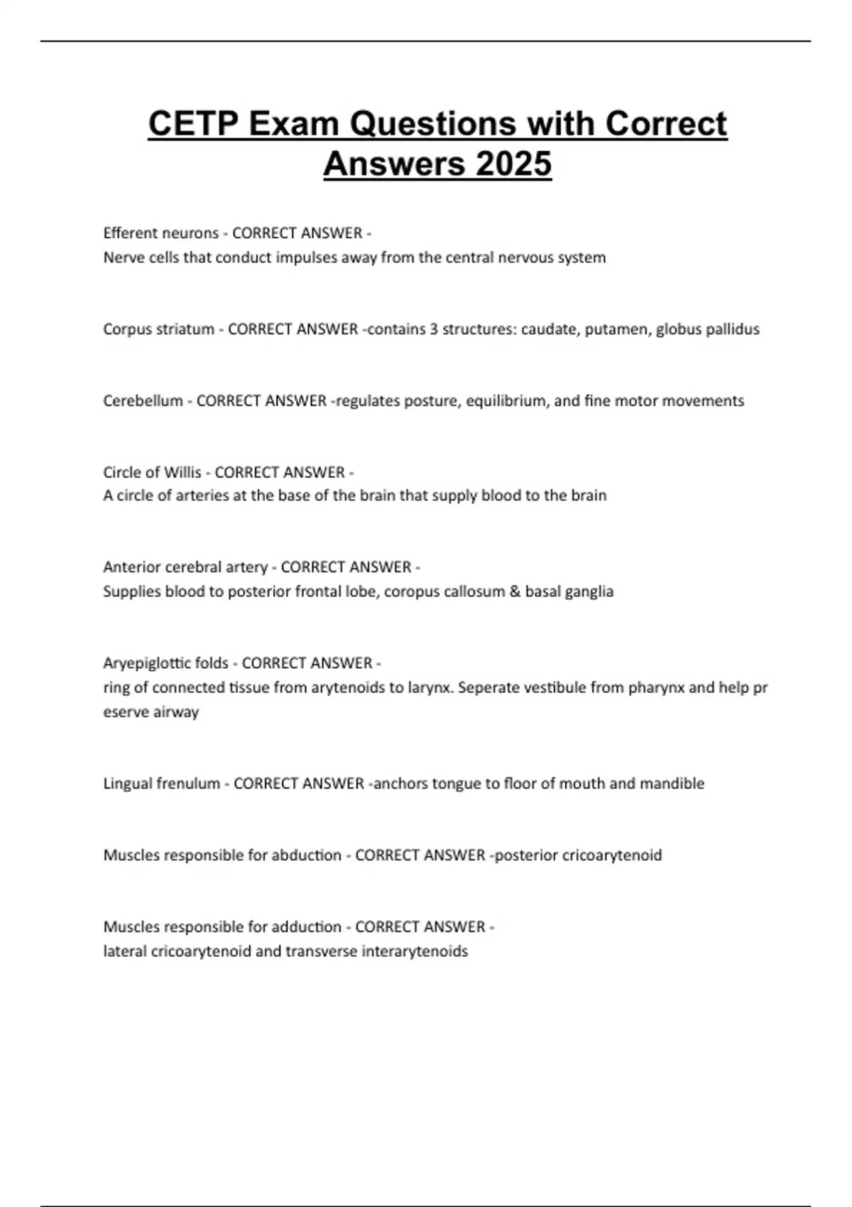 CETP Exam Questions with Correct Answers 2025 - Cetp - Stuvia US