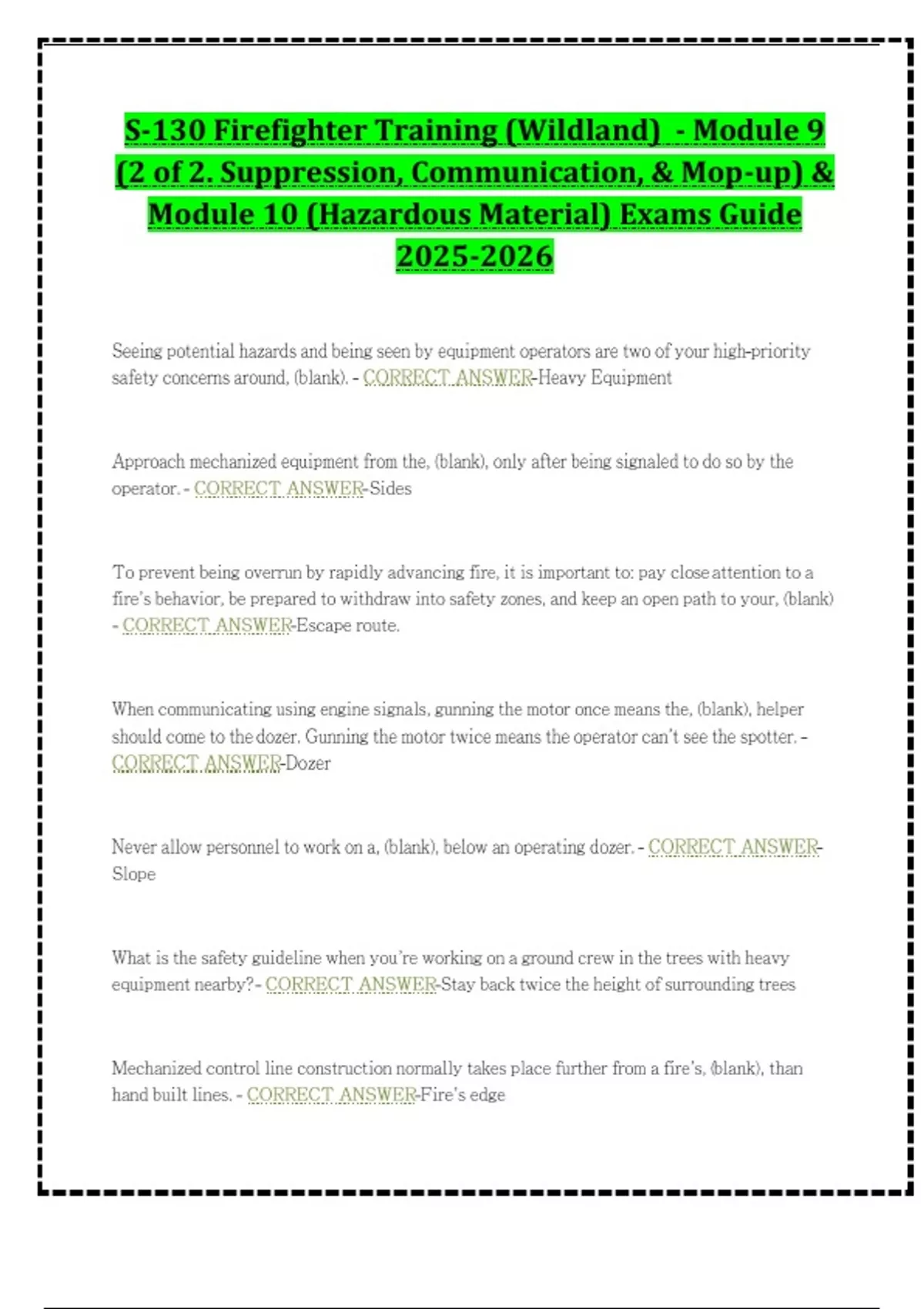 S-130 Firefighter Training (Wildland) - Module 9 (2 of 2. Suppression ...