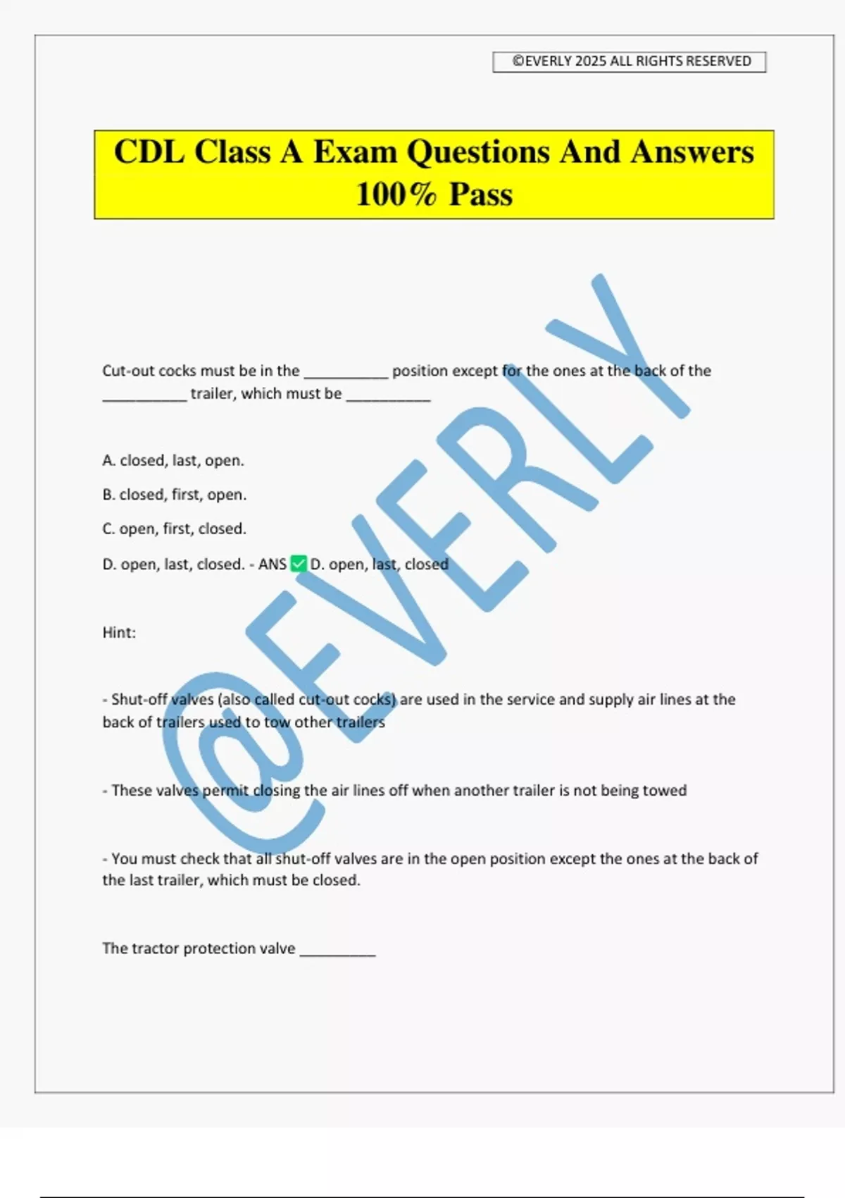 CDL Class A Exam Questions And Answers 100% Pass - CDL Class A - Stuvia US