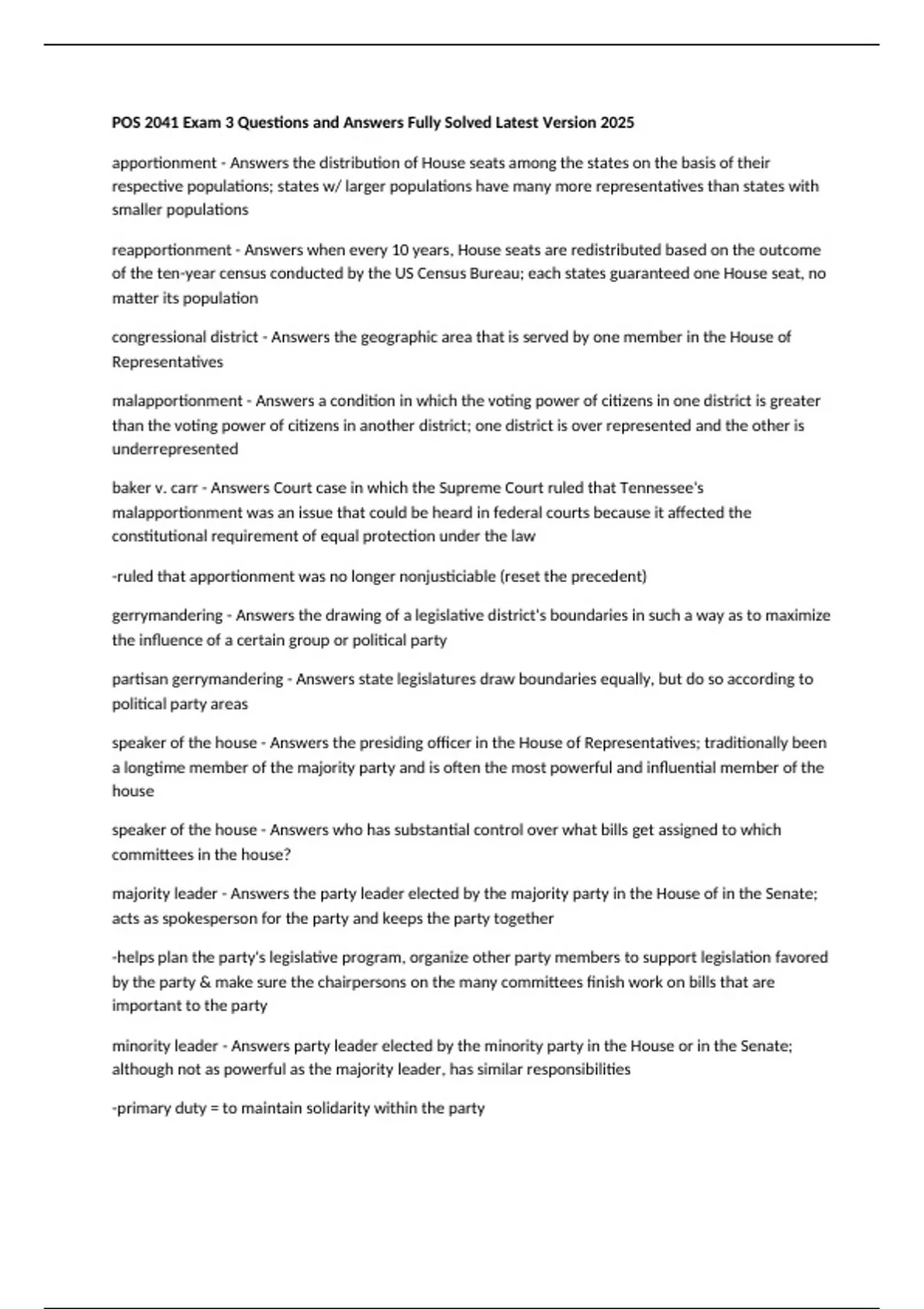 POS 2041 Exam 3 Questions and Answers Fully Solved Latest Version 2025 ...