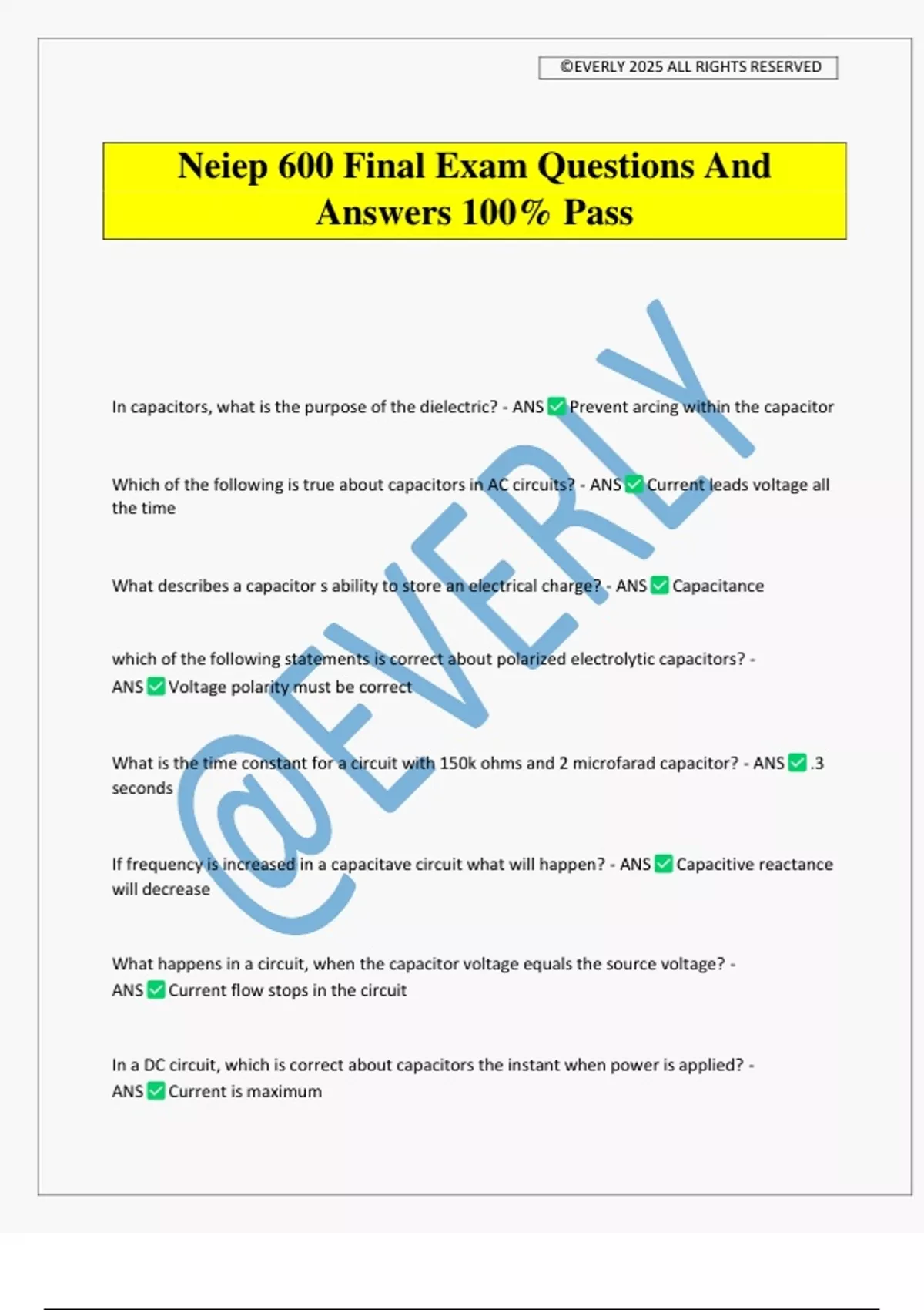 Neiep 600 Final Exam Questions And Answers 100% Pass - Neiep 600 - Stuvia US