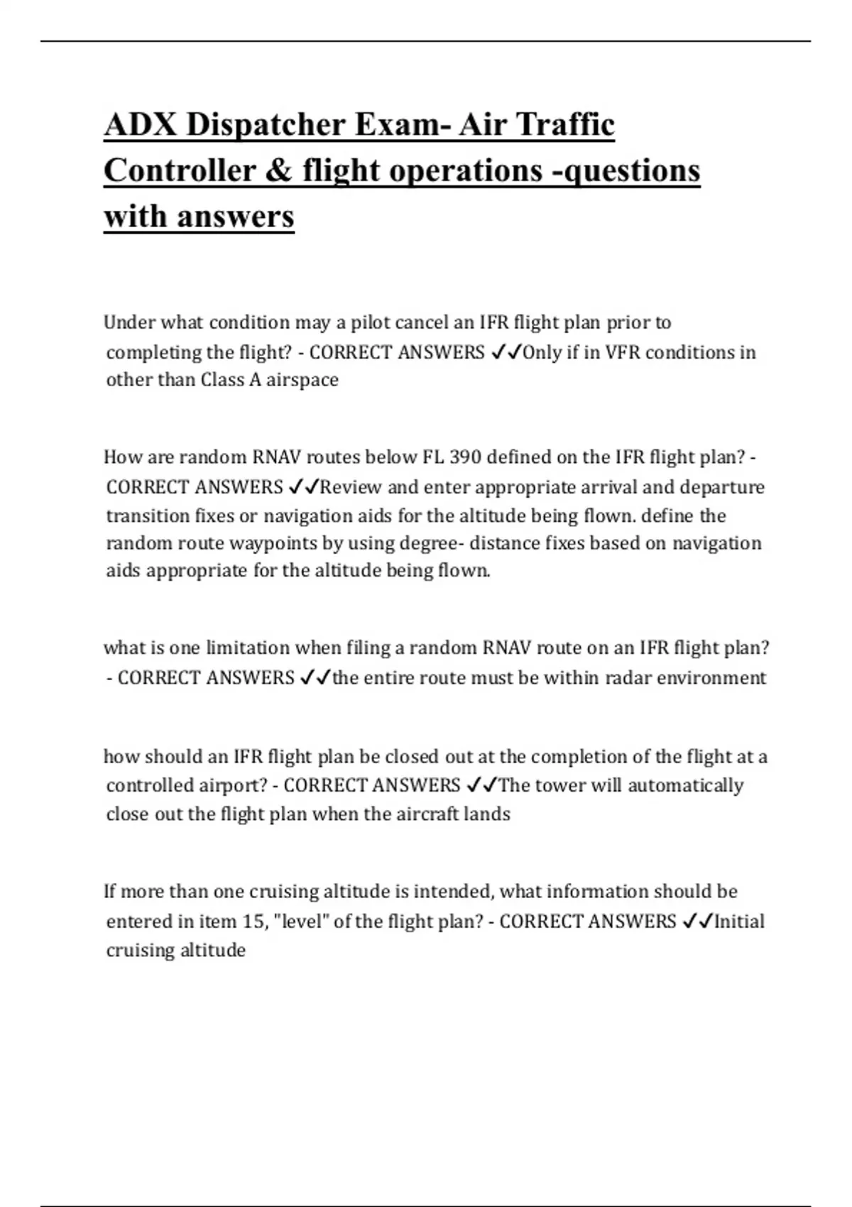 ADX Dispatcher Exam- Air Traffic Controller & flight operations ...