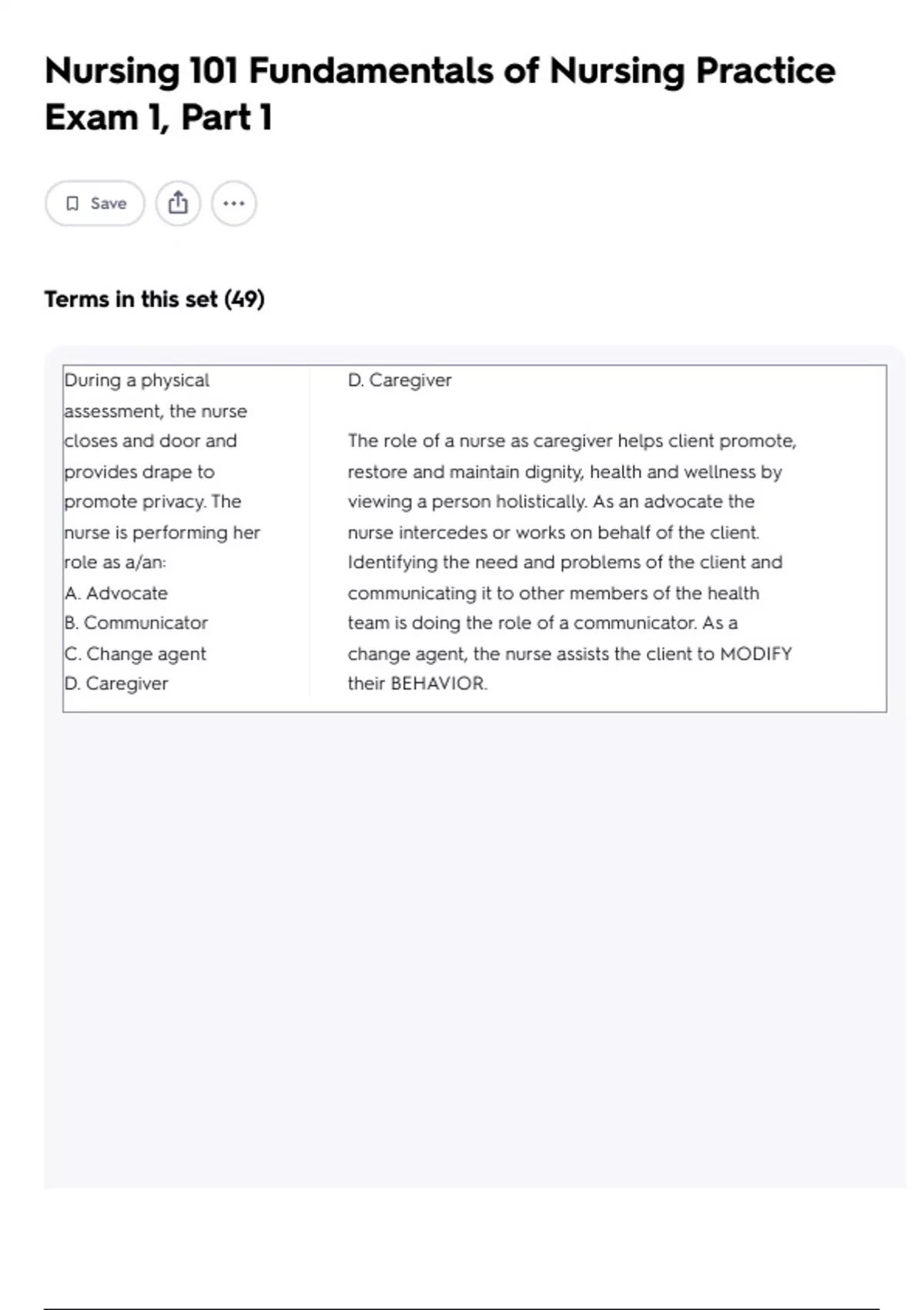 Nursing 101 Fundamentals of Nursing Practice Exam 1, Part 1 / Actual ...