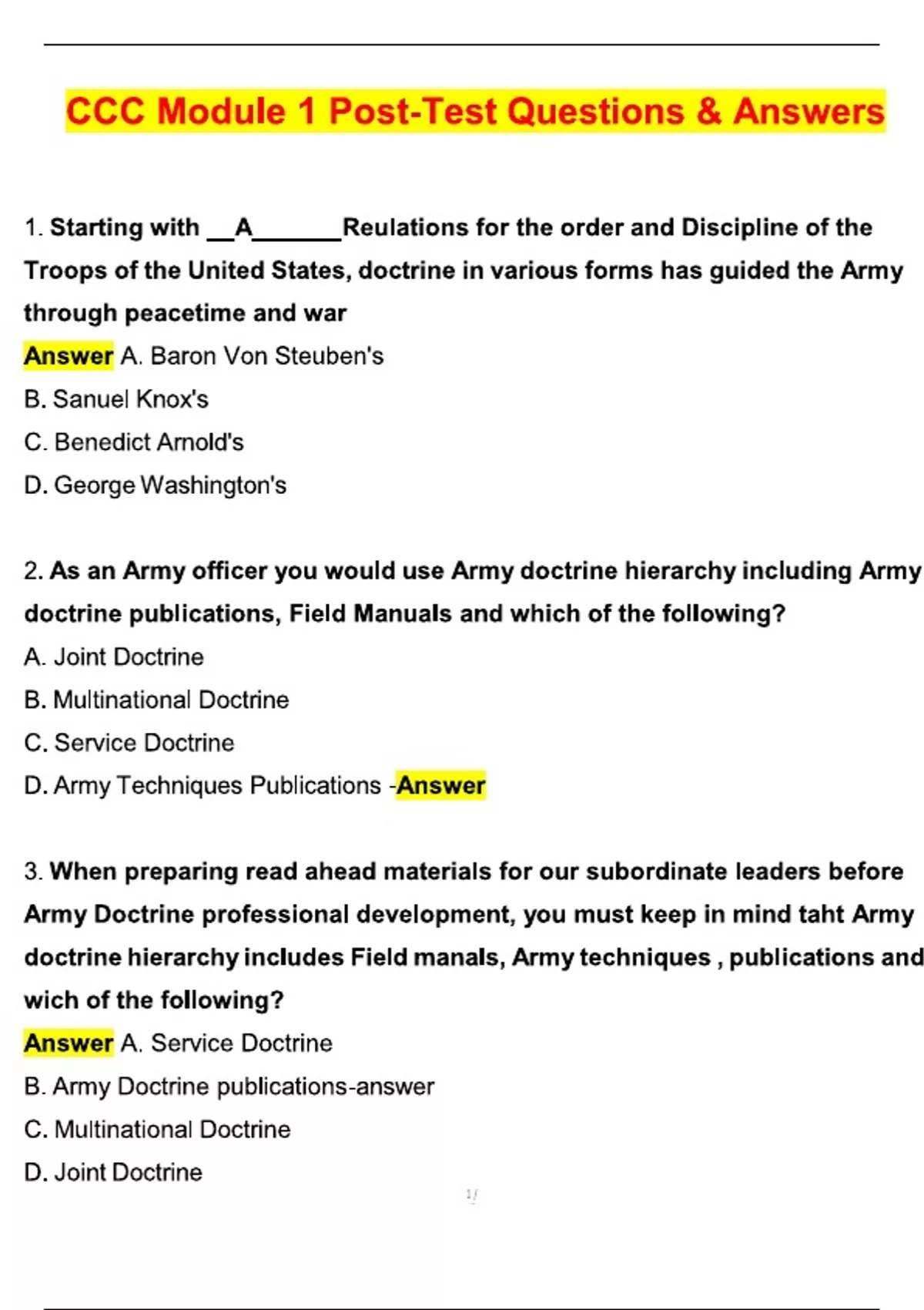 Ccc Module 1 Post Test Actual 2025 Questions And Verified Answers 2025 2026 A Grade