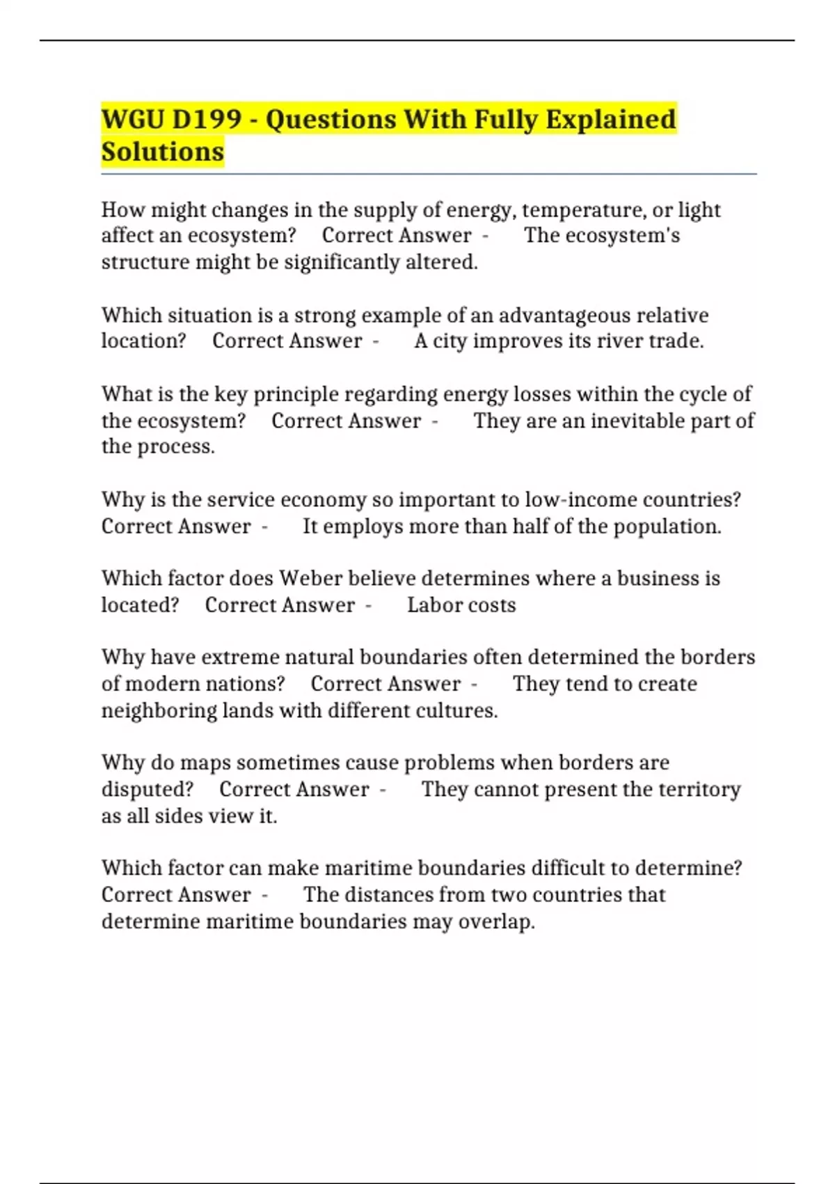 WGU D199 - Questions With Fully Explained Solutions - WGU D199 - Stuvia US