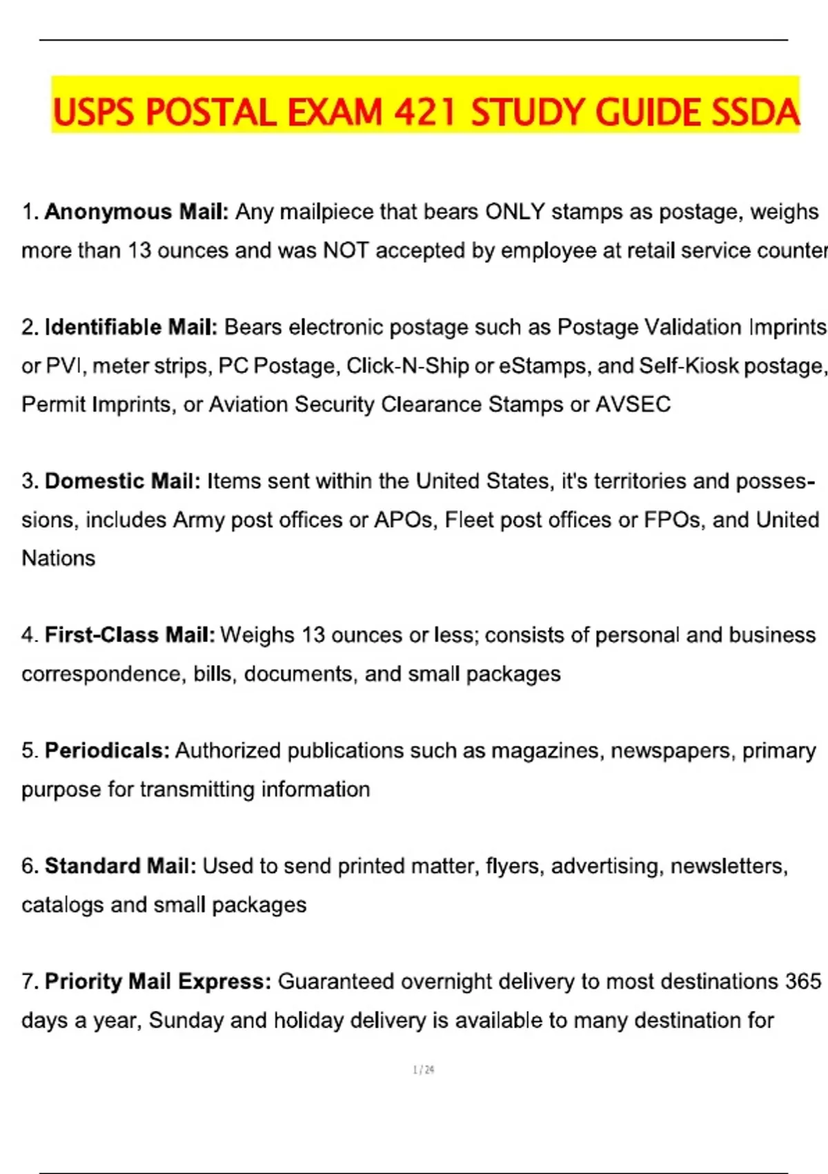 USPS Postal Exam 421 Study Guide SSA Academy Actual 2025 Questions and ...