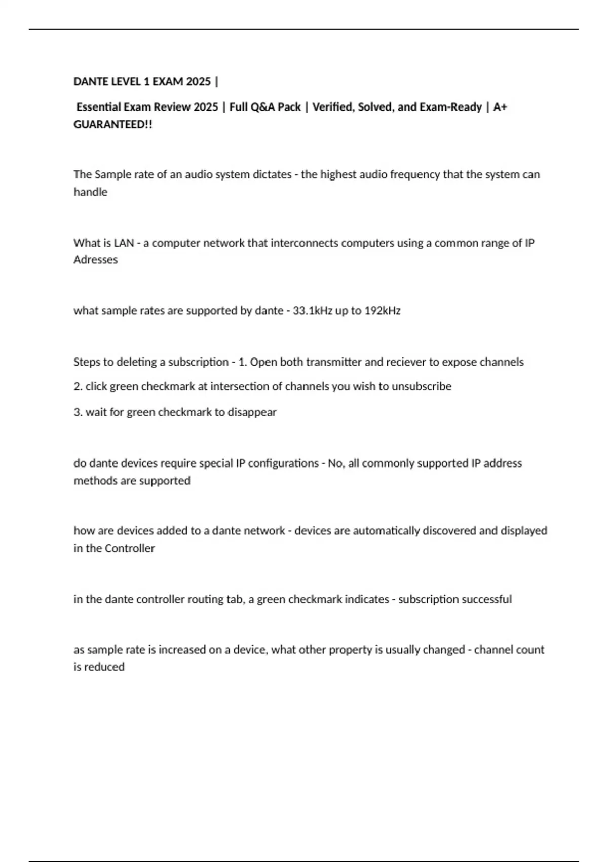 DANTE LEVEL 1 EXAM 2025 - DANTE LEVEL 1 - Stuvia US