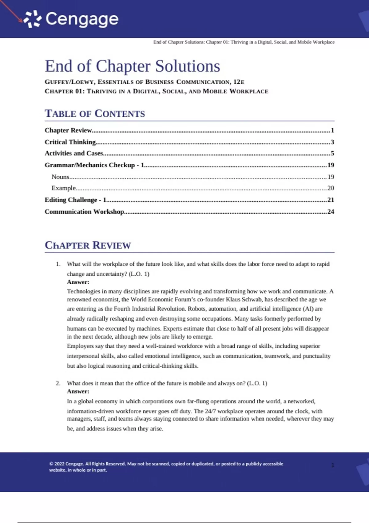 Summary Solutions Manual, Answers: Essentials of Business Communication ...