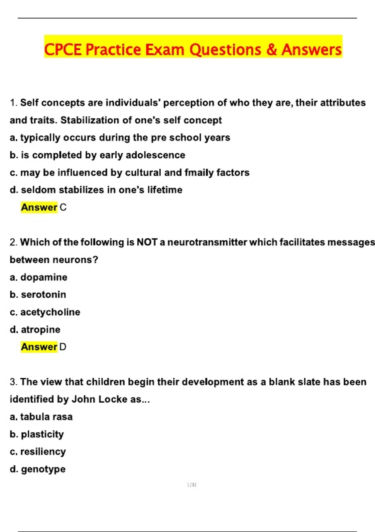 Cpce Practice Exam Actual 2025 Complete Questions And Answers Latest