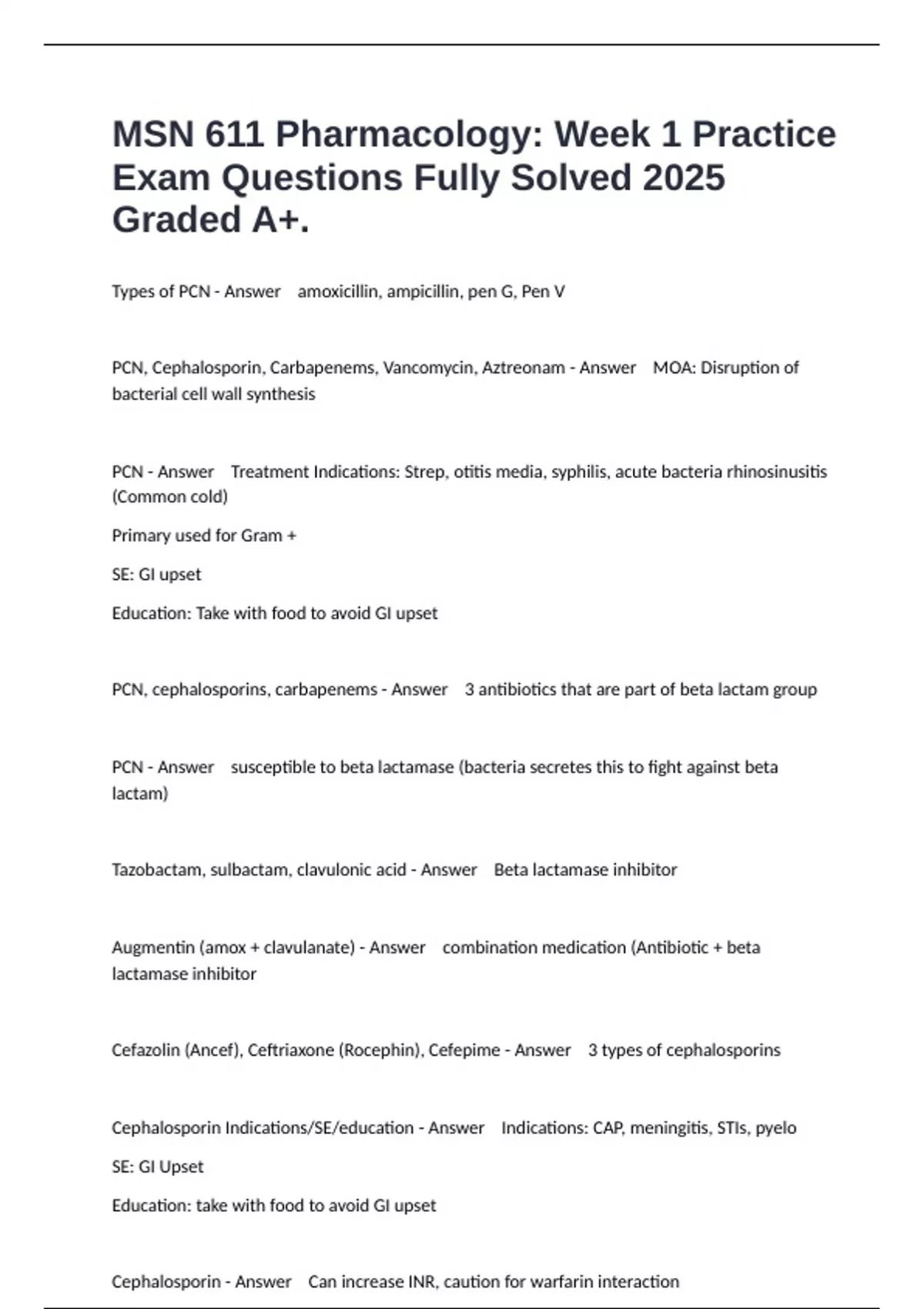 MSN 611 FINAL EXAM STUDY BUNDLE UPDATED (GUARANTEED SUCCESS) - Stuvia US