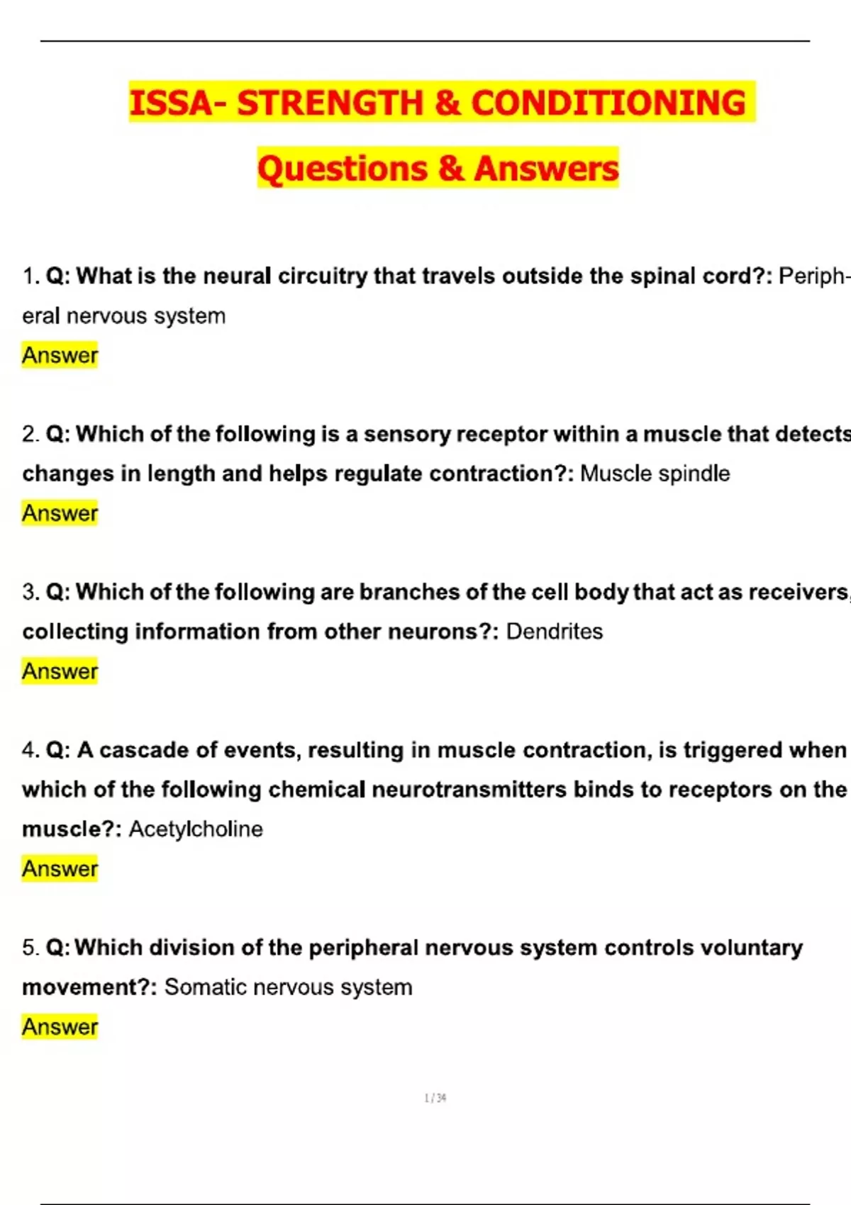 2025 ISSA- STRENGTH &CONDITIONING Complete Actual Questions and Answers ...