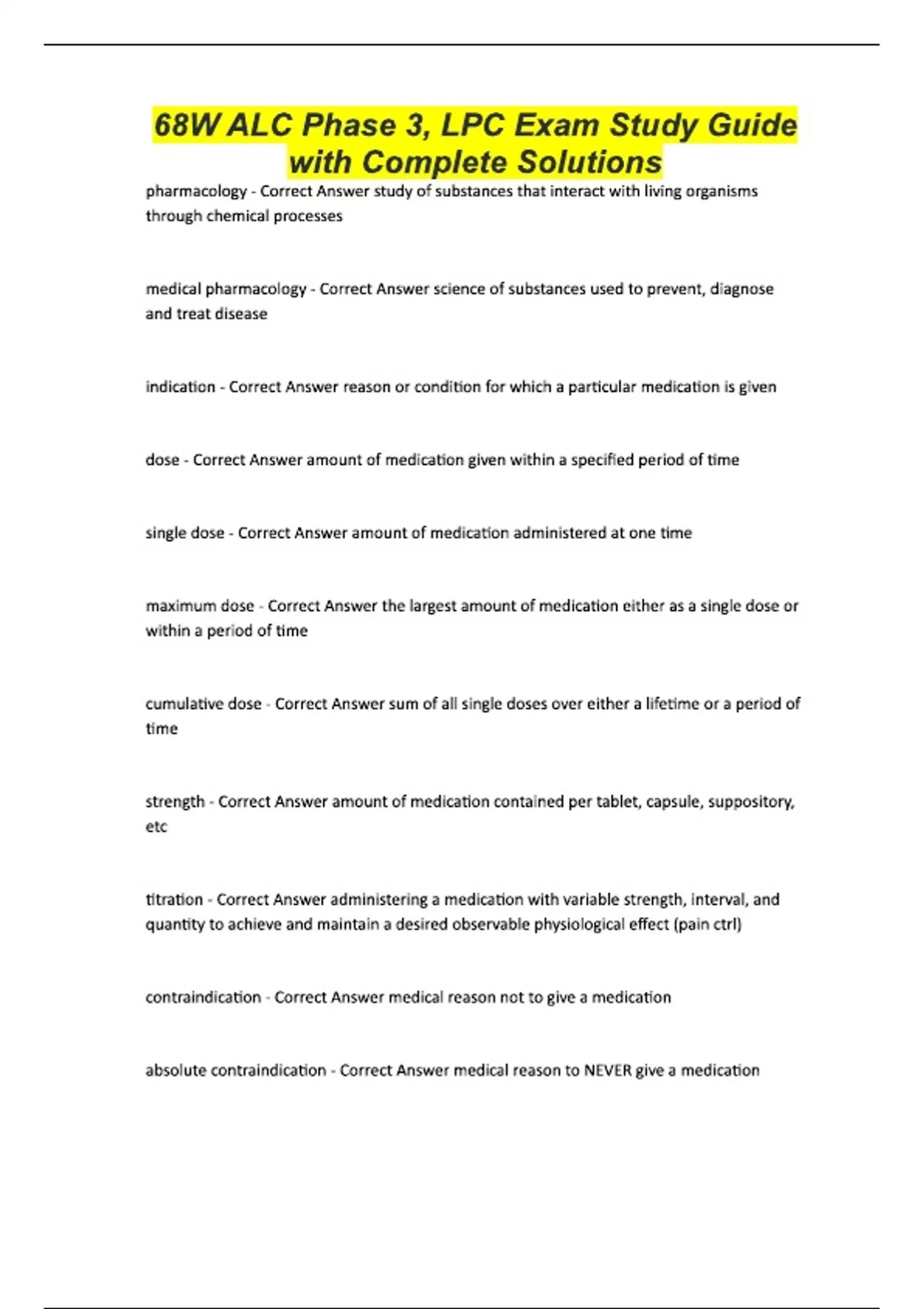 68W ALC Phase 3, LPC Exam Study Guide with Complete Solutions - 68W ALC ...