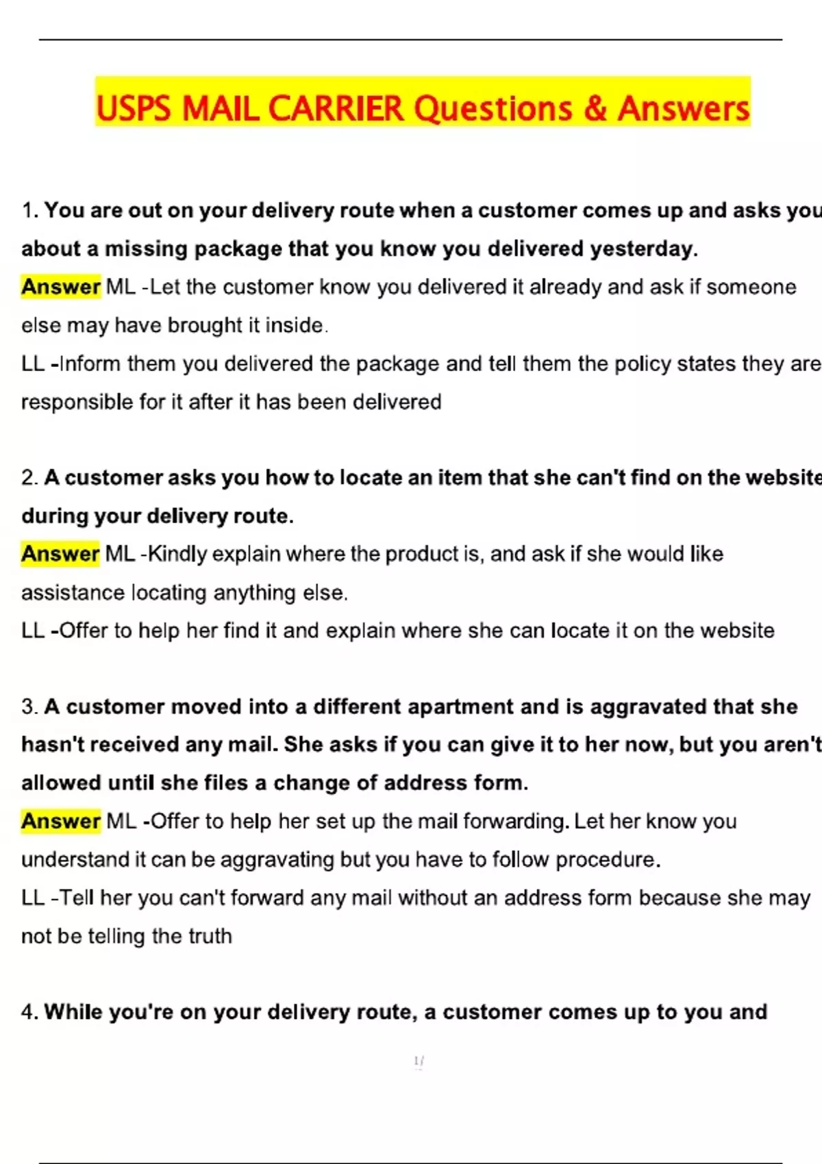 USPS Mail Carrier Latest 2025 Actual Questions and Verified Answers ...