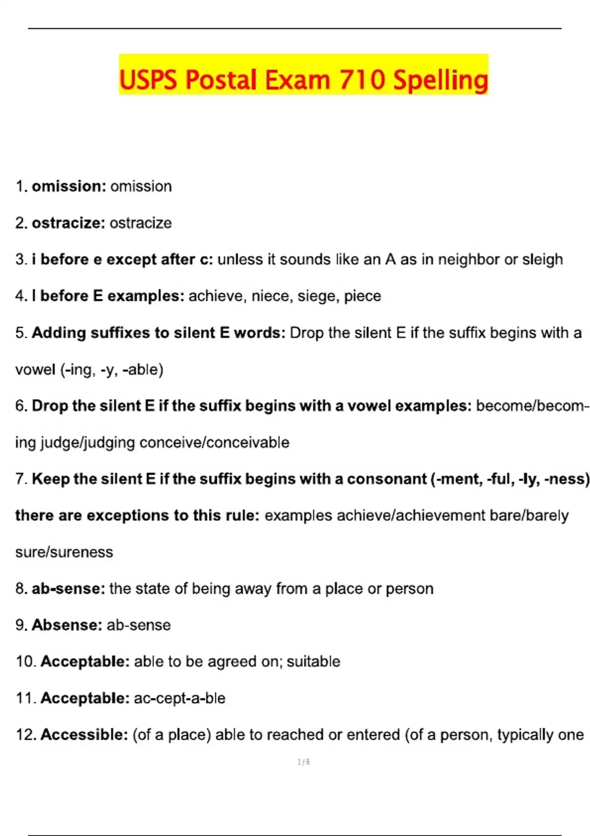 USPS Postal Exam 710 Spelling Latest 2025 Actual Questions and Verified ...