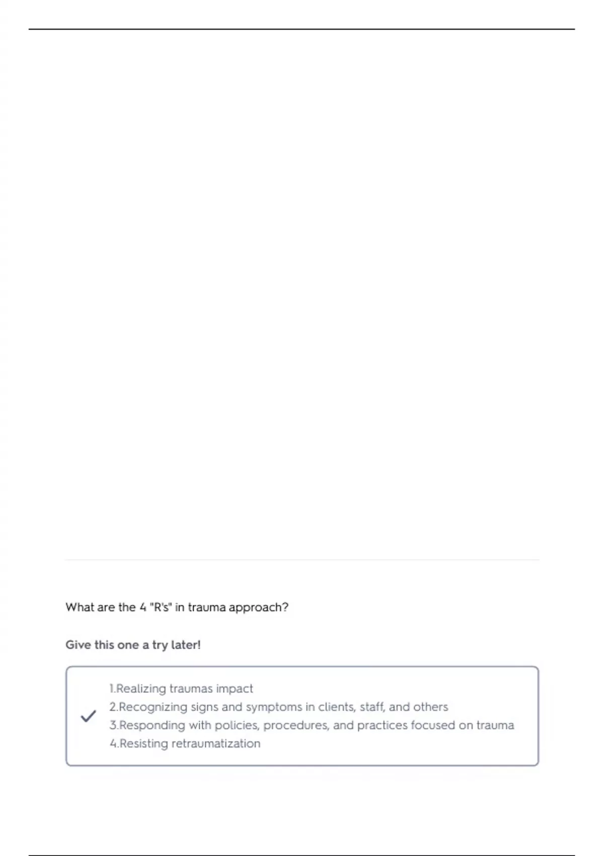 NURS 325 TRAUMA INFORMED CARE QUESTIONS WITH CORRECT ANSWERS - NUR 325 ...