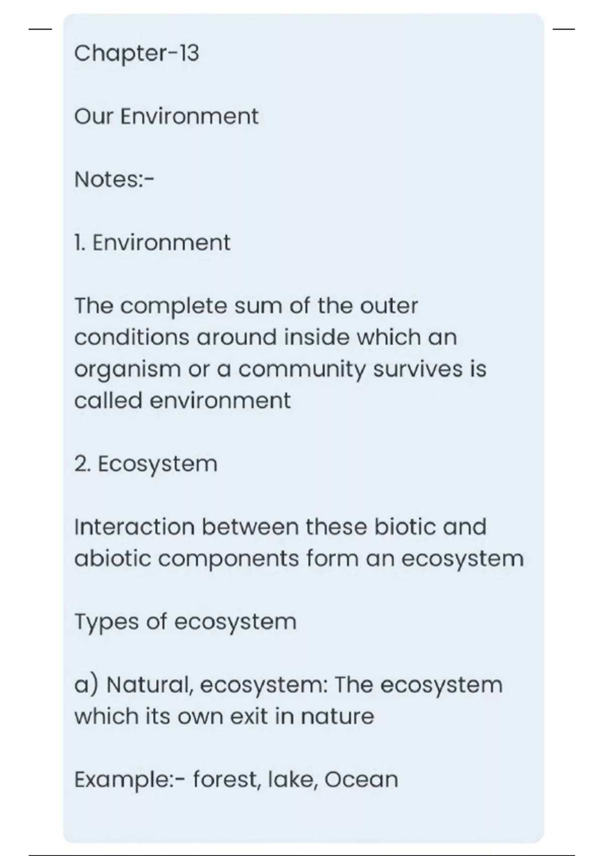 Class10 Chapter 13 - OUR ENVIRONMENT (Biology) NOTES:-science Chapter ...