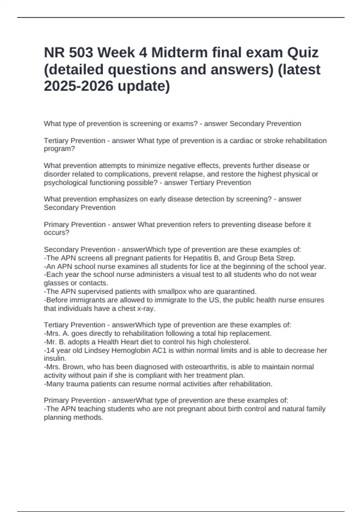 NR 503 Week 4 Midterm final exam Quiz (detailed questions and answers ...
