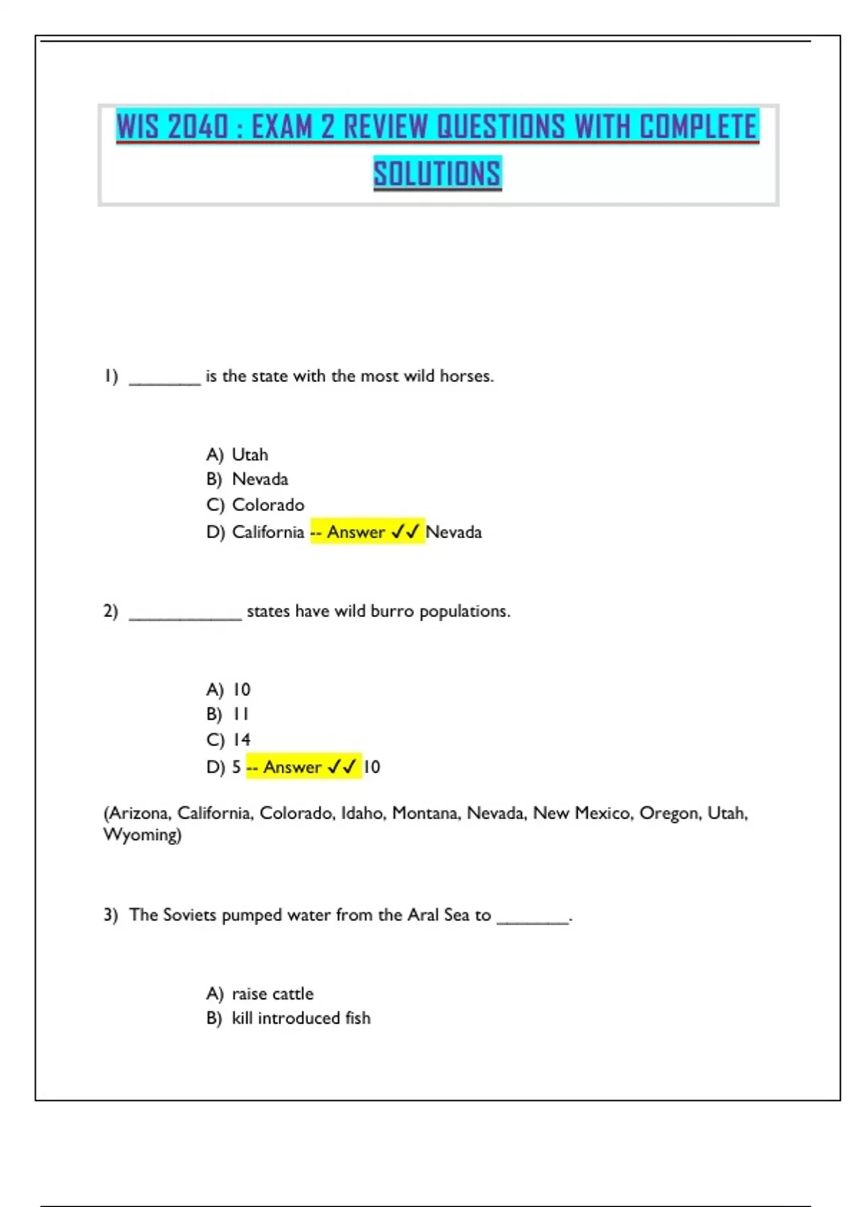 WIS 2040 EXAM 2 REVIEW QUESTIONS WITH COMPLETE SOLUTIONS - WIS2040/ WIS 2040 - Stuvia US