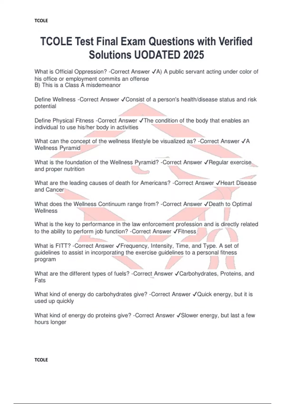 TCOLE Test Final Exam Questions with Verified Solutions UODATED 2025 ...