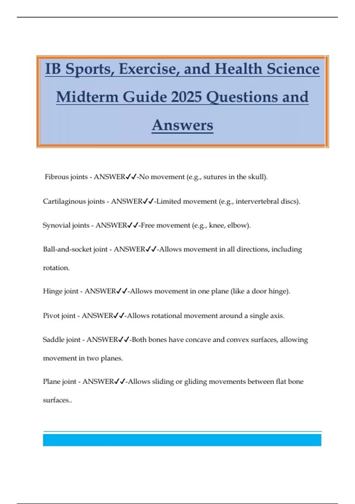 IB Sports, Exercise, and Health Science Midterm Guide 2025 Questions ...