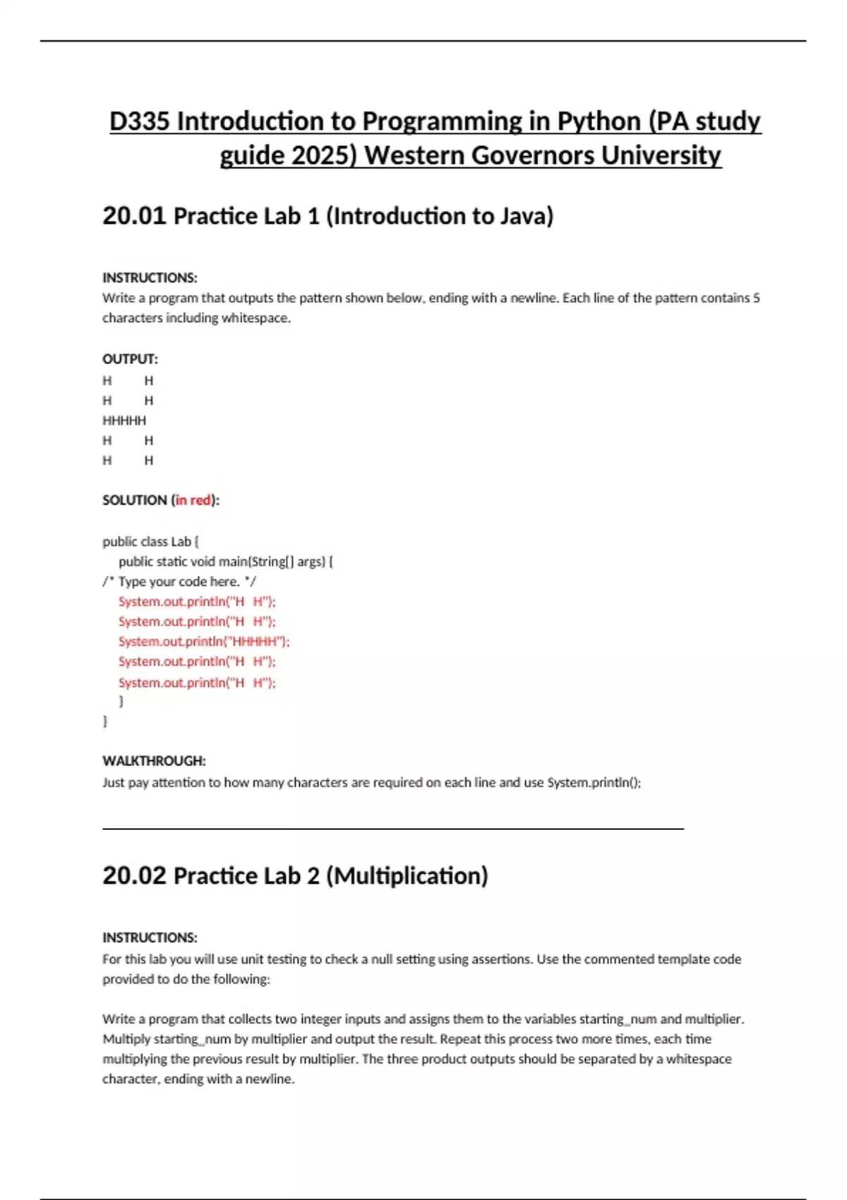 D335 Introduction to Programming in Python (PA study guide 2025) Western Governors University ...