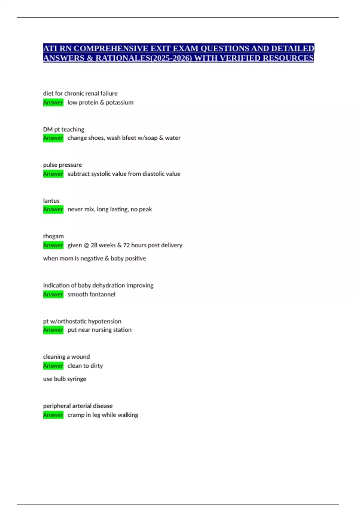 ATI RN COMPREHENSIVE EXIT EXAM QUESTIONS AND DETAILED ANSWERS ...