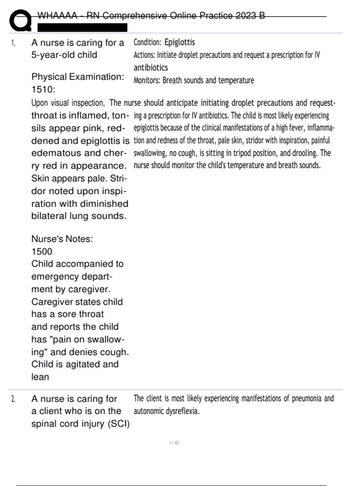 WHAAAA - RN Comprehensive Online Practice 2023 B – Full Exam Questions ...