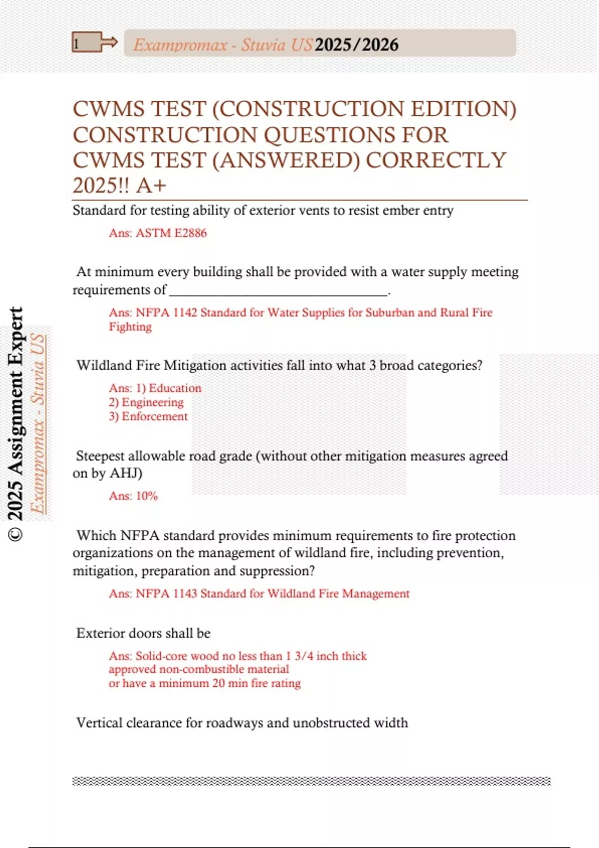 CWMS TEST (CONSTRUCTION EDITION) CONSTRUCTION QUESTIONS FOR CWMS TEST ...