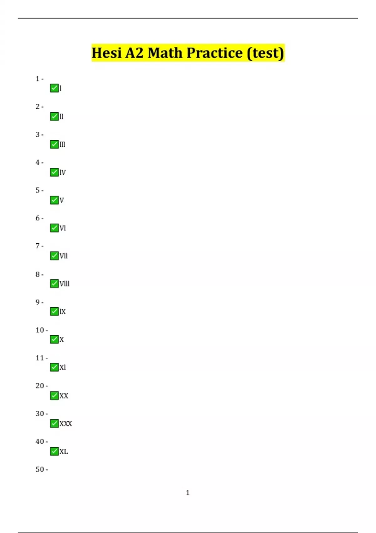 Hesi A2 Math Practice. (test) - Hesi A2 Math - Stuvia US