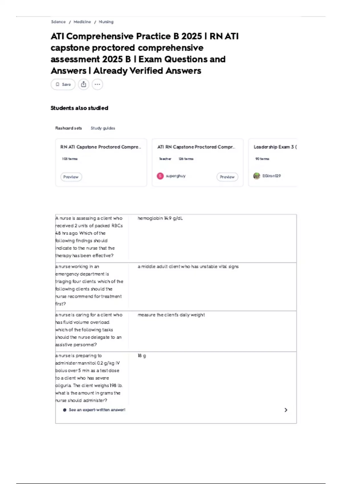 ATI Comprehensive Practice B 2025 _ RN ATI capstone proctored comprehensive assessment 2025 B ...