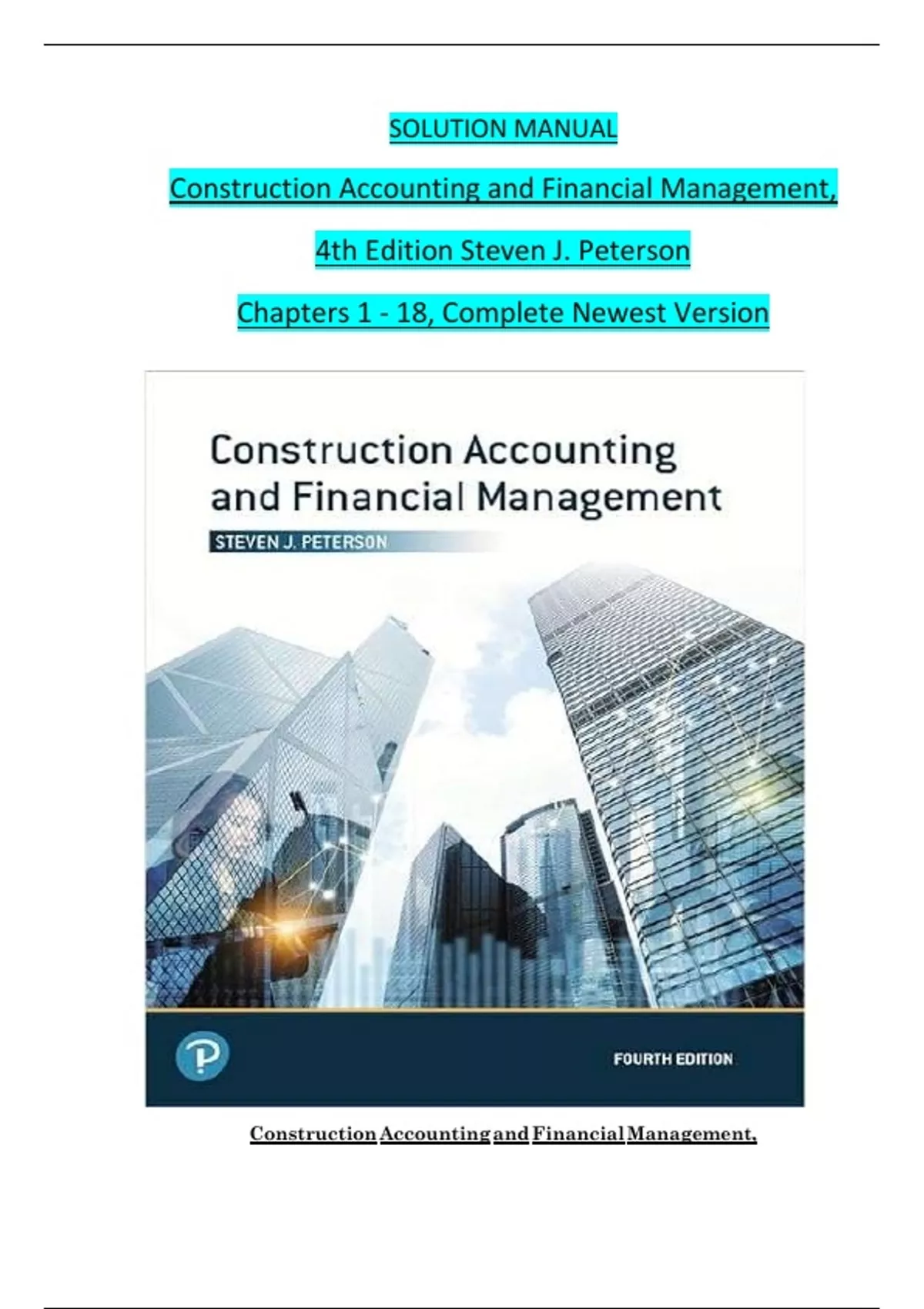 Solution Manual For Construction Accounting and Financial Management ...