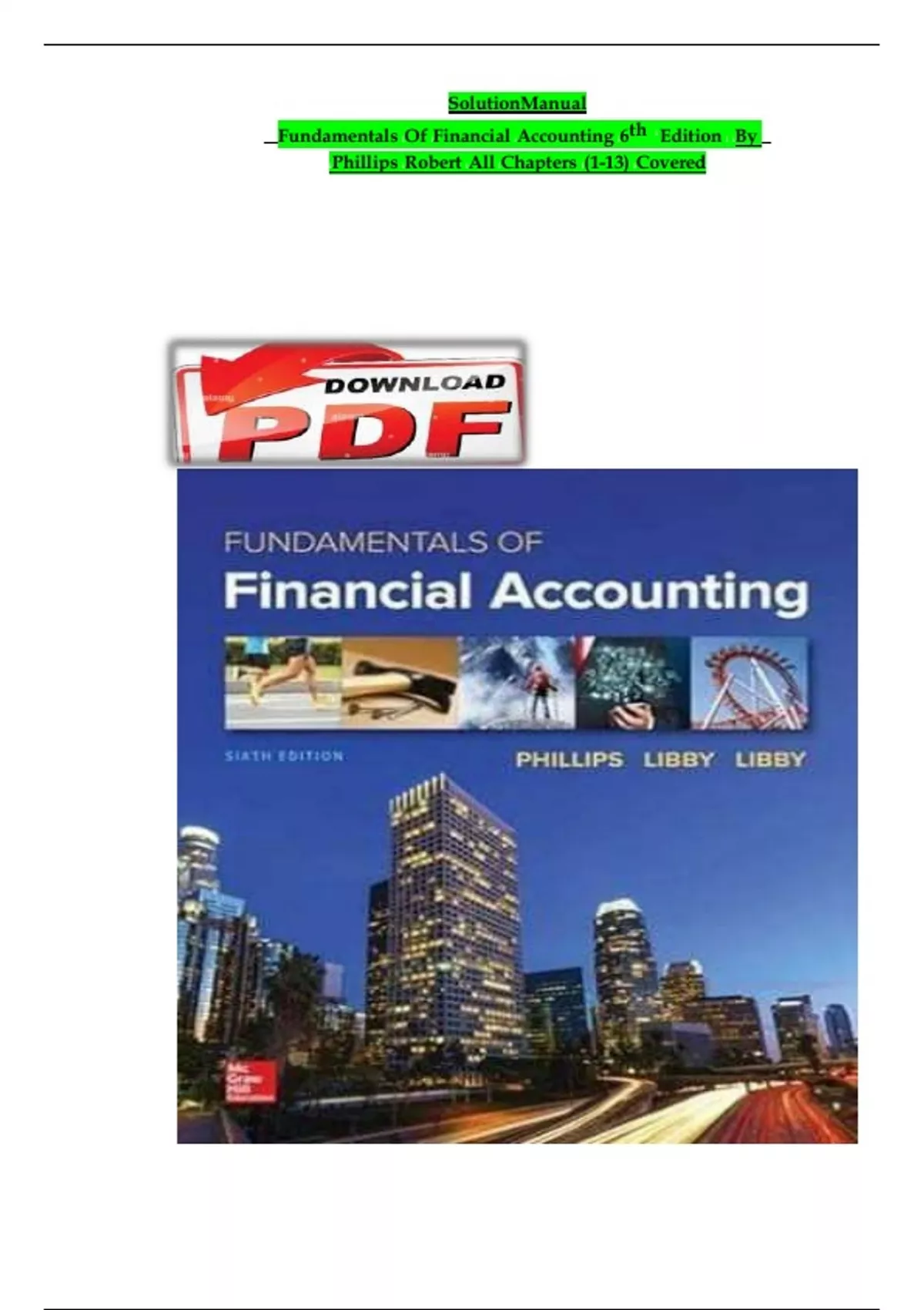 Solution Manual For Fundamentals Of Financial Accounting 6th Edition By ...