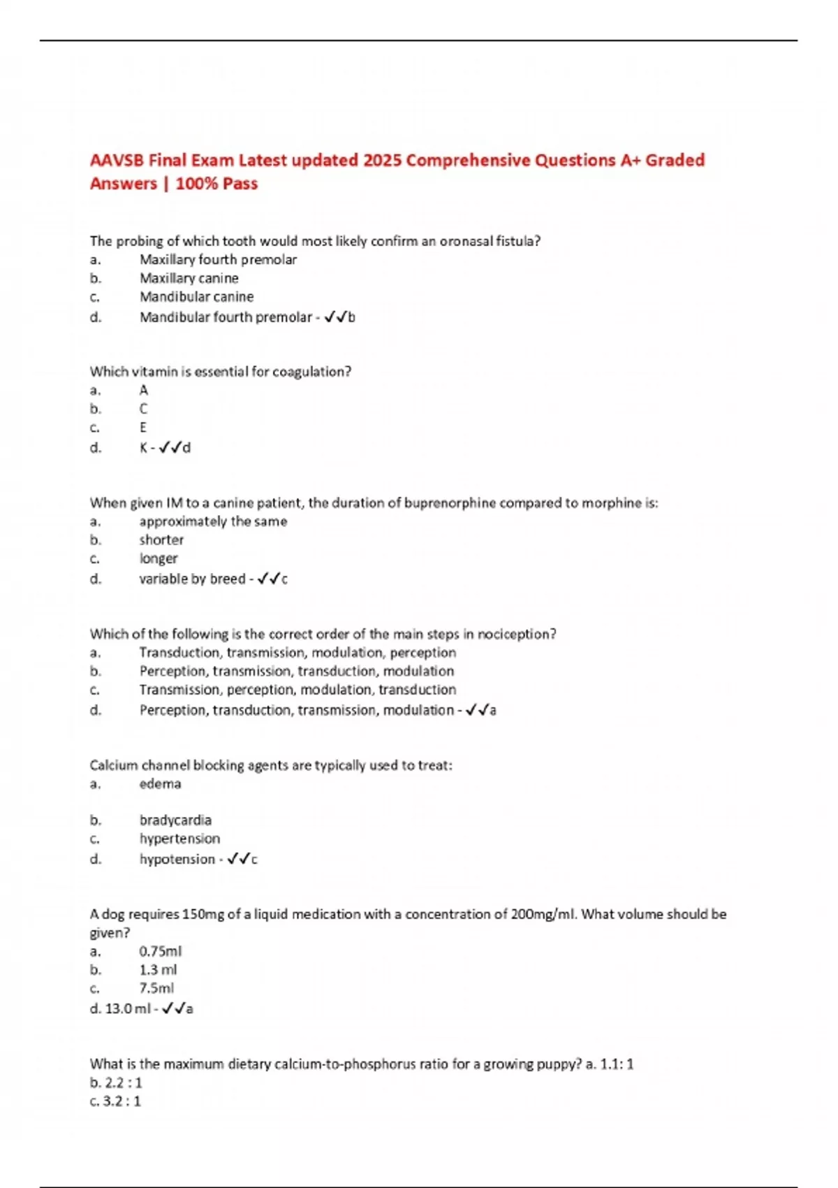 AAVSB Final Exam Latest updated 2025 Comprehensive Questions A+ Graded ...