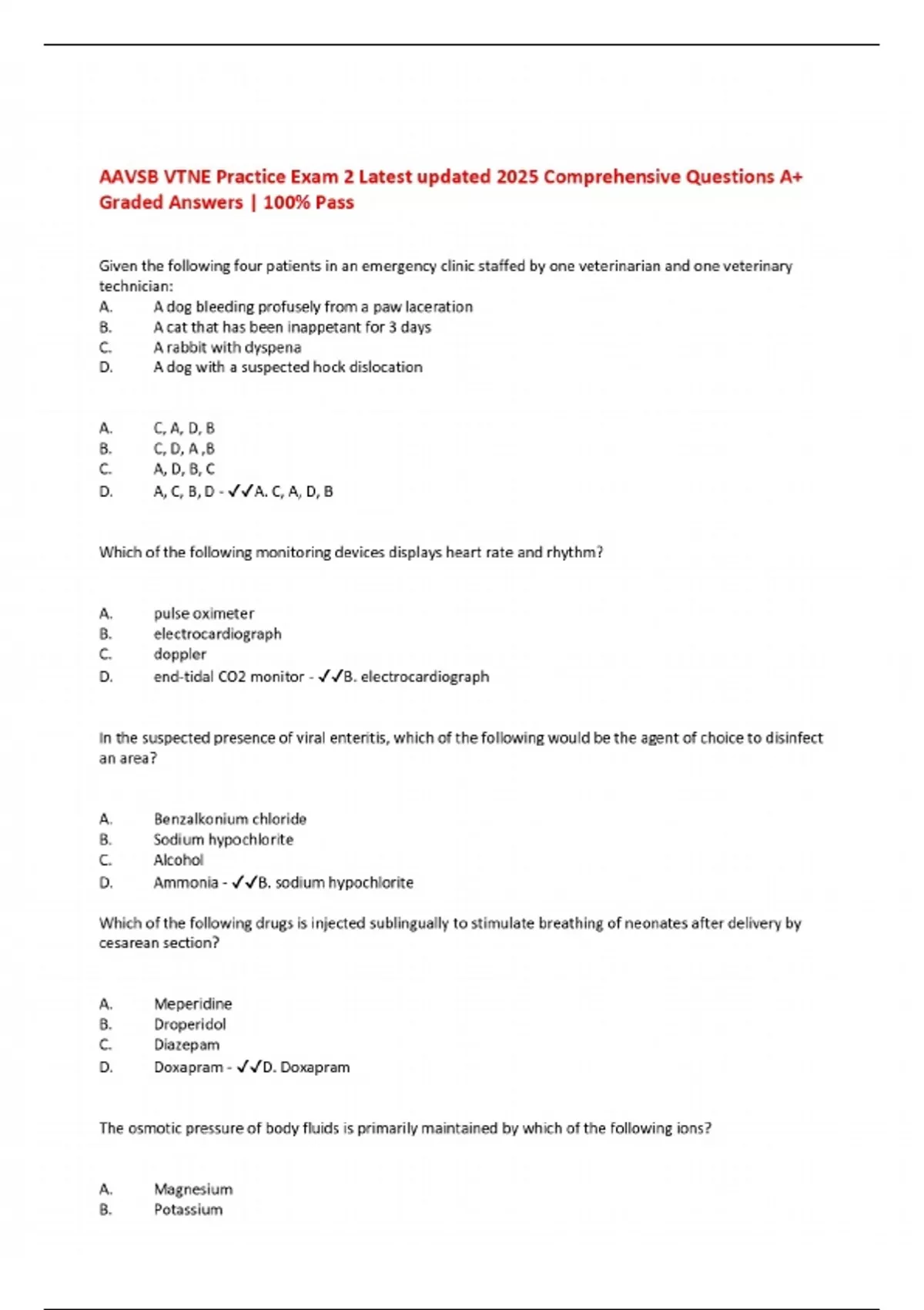 AAVSB VTNE Practice Exam 2 Latest updated 2025 Comprehensive Questions ...