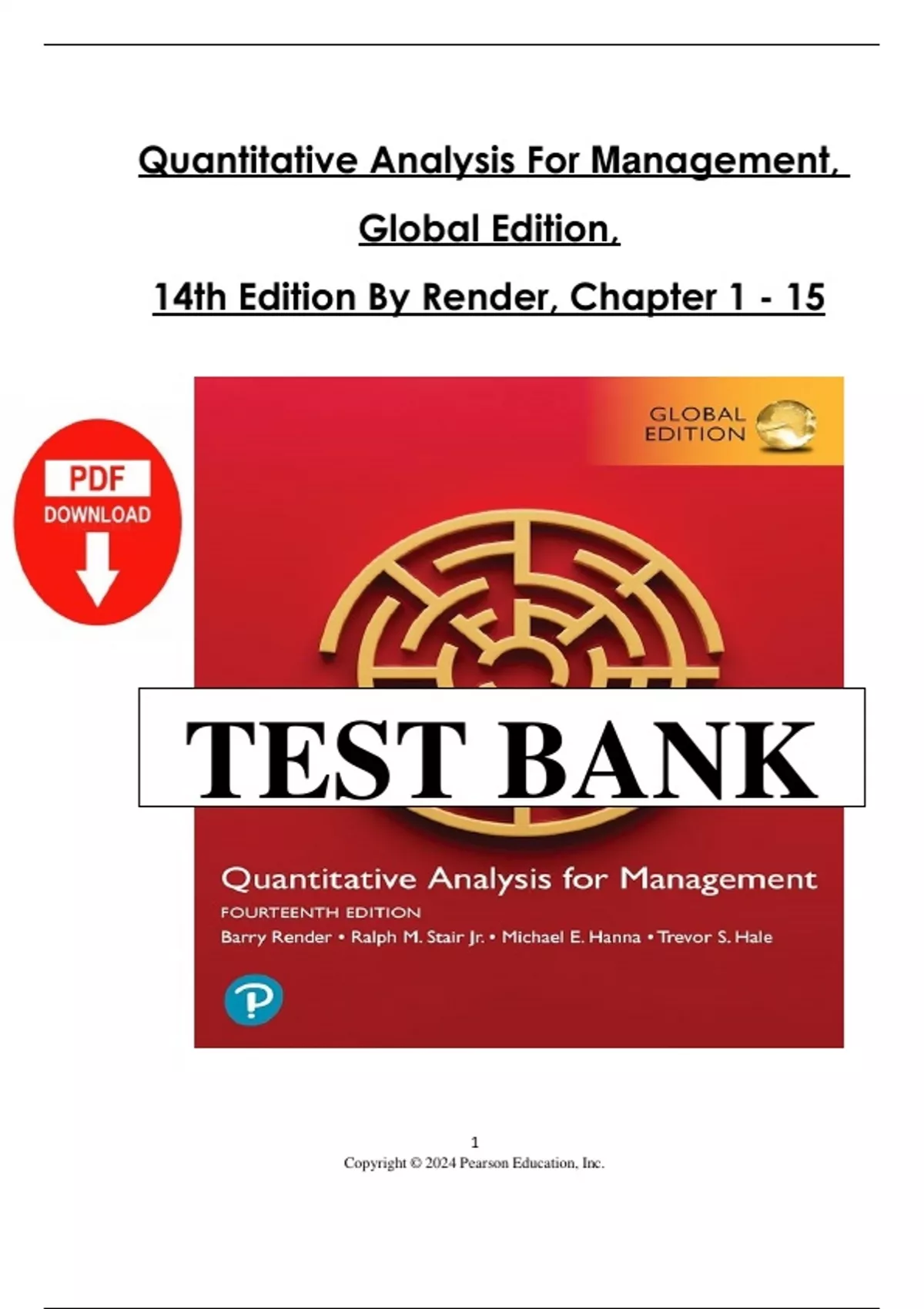 Quantitative Analysis for Management – Global Edition (14th Edition ...