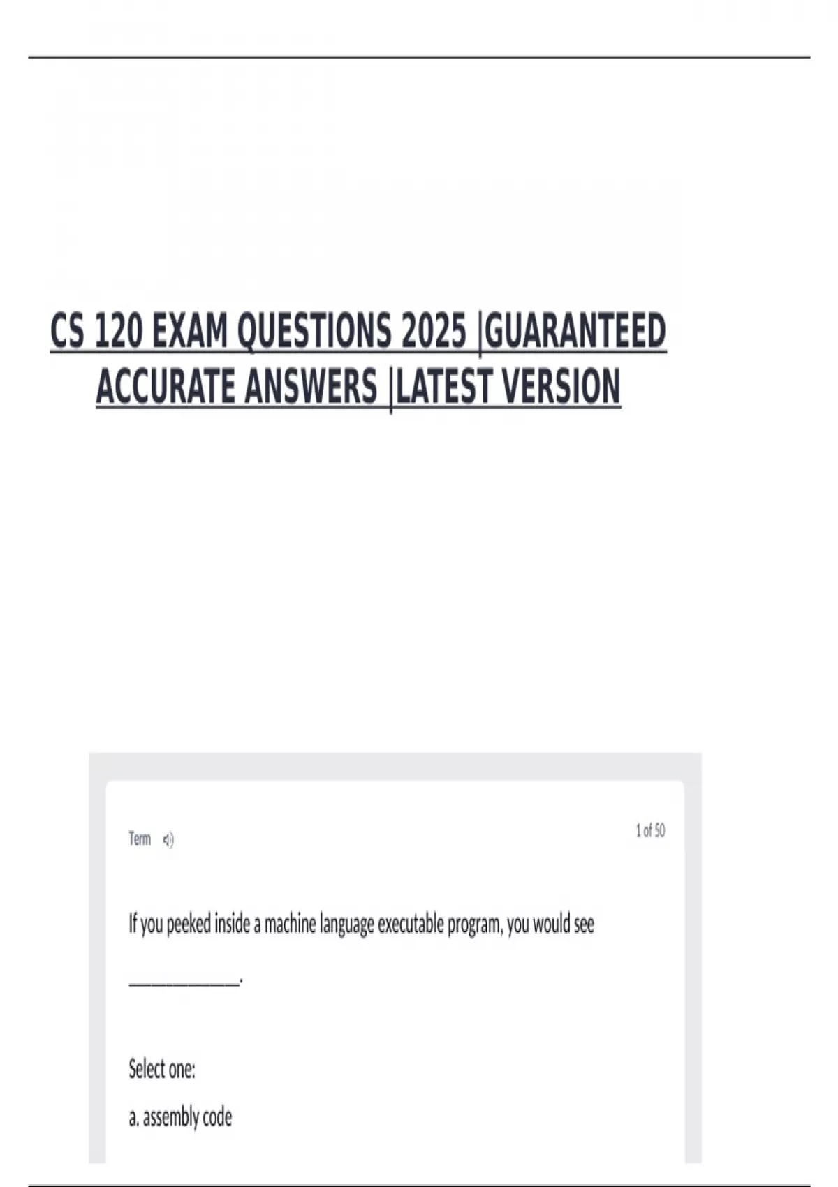 CS 120 EXAM QUESTIONS 2025 |GUARANTEED ACCURATE ANSWERS |LATEST VERSION ...