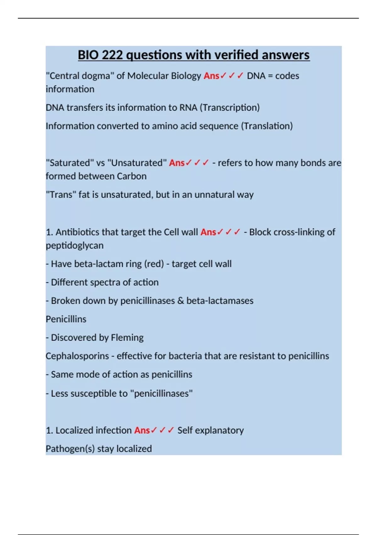 BIO 222 – Full Review Q&A | Molecular Biology, Microbial Physiology ...