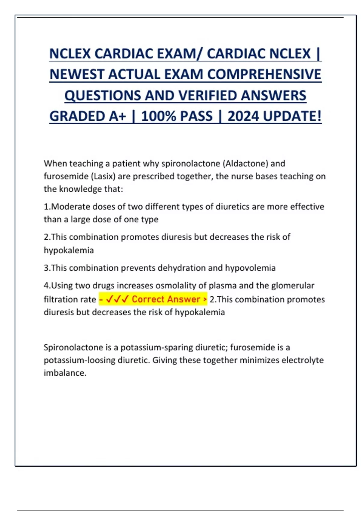 NCLEX Cardiac Exam Prep 2024–2025 | Comprehensive Cardiac Nursing ...
