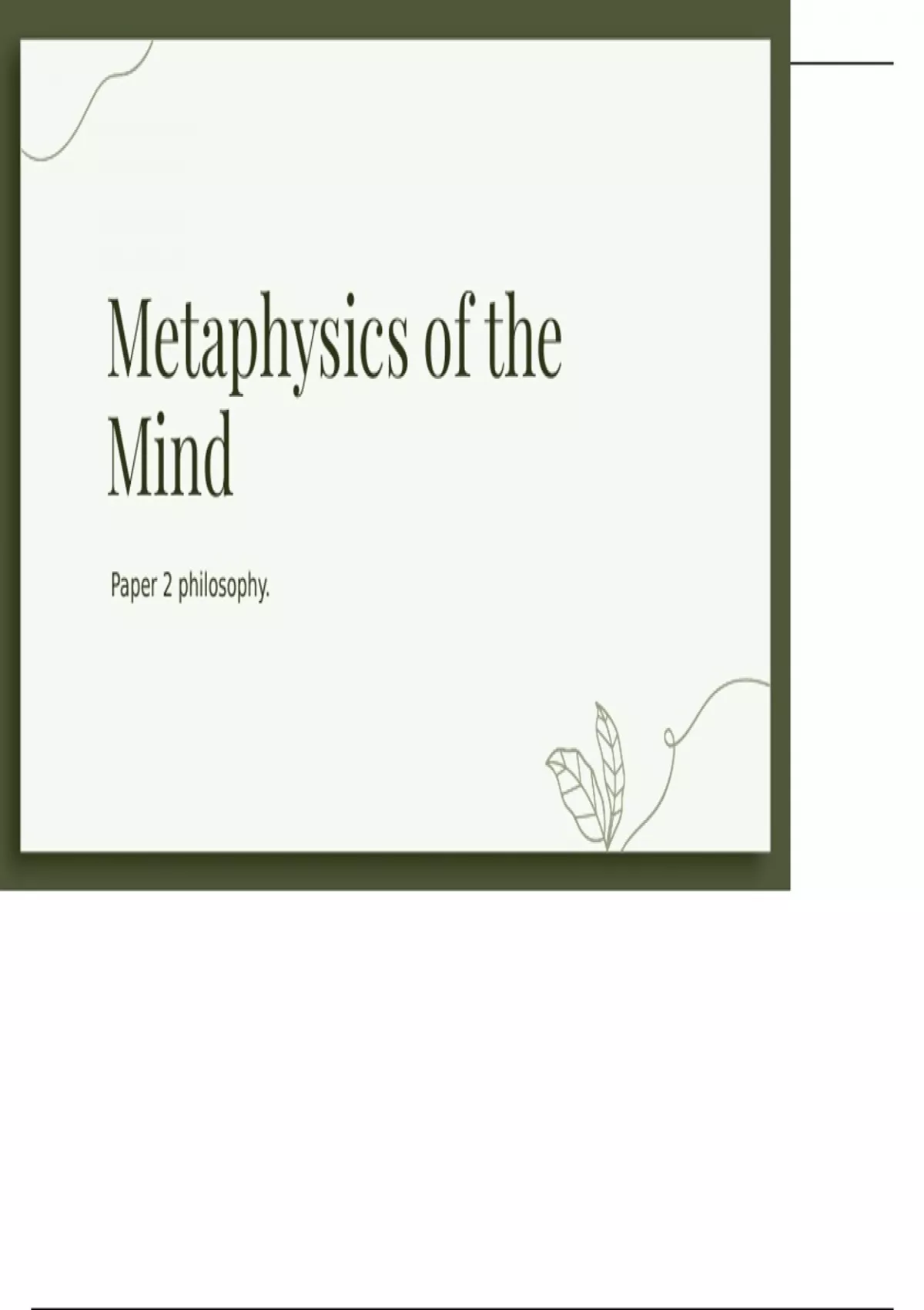 METAPHYSICS OF MIND POWERPOINT - Metaphysics (7172) - Stuvia UK