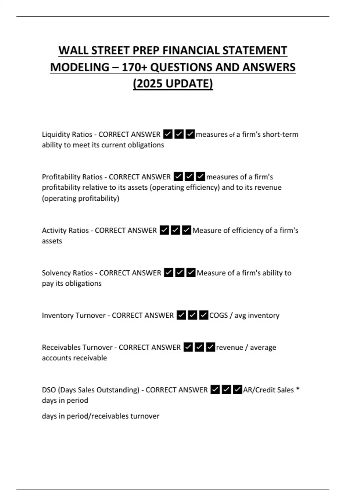 WALL STREET PREP FINANCIAL STATEMENT MODELING – 170+ QUESTIONS AND ...