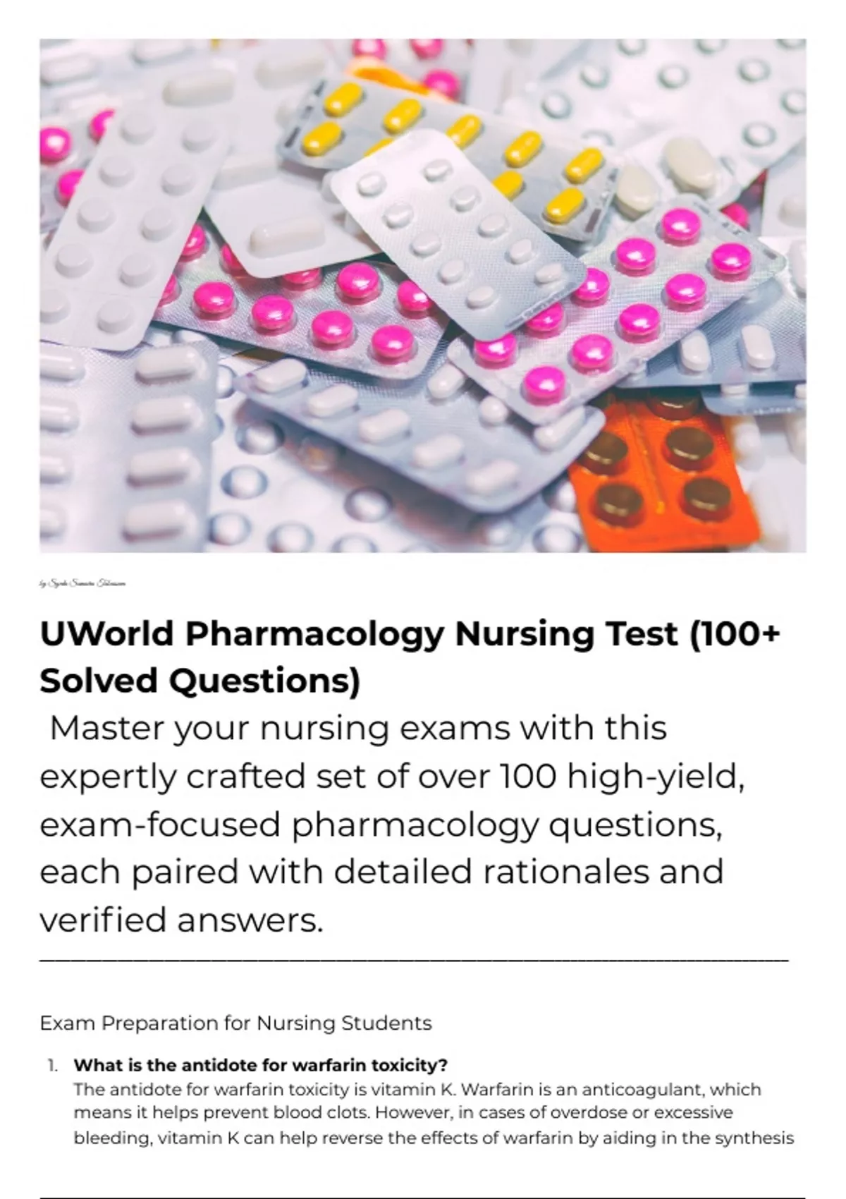 UWorld Pharmacology Nursing Test (100+ Solved Questions) Master your ...