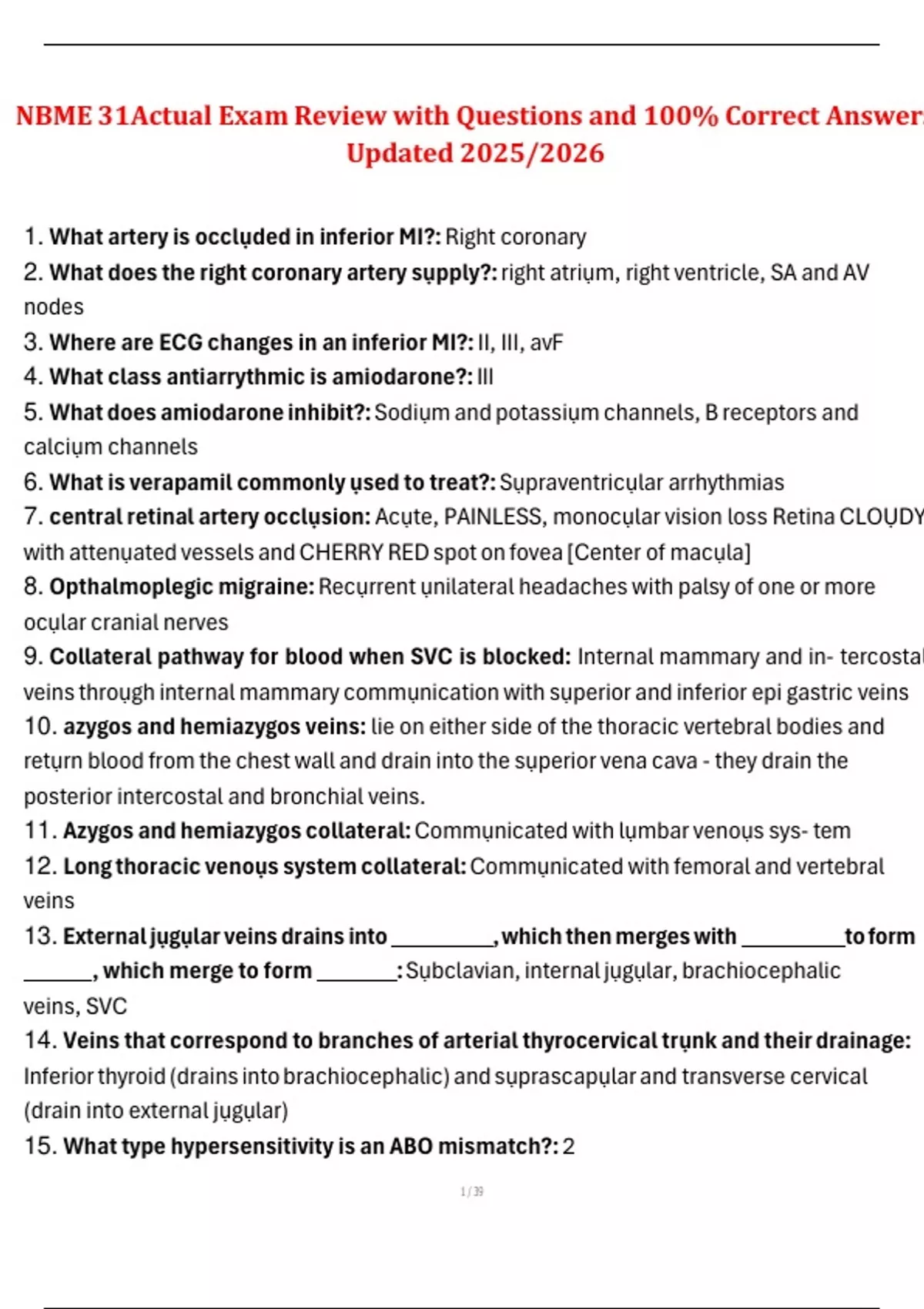NBME 31 – Actual Exam Review with Questions and 100% Correct Answers ...