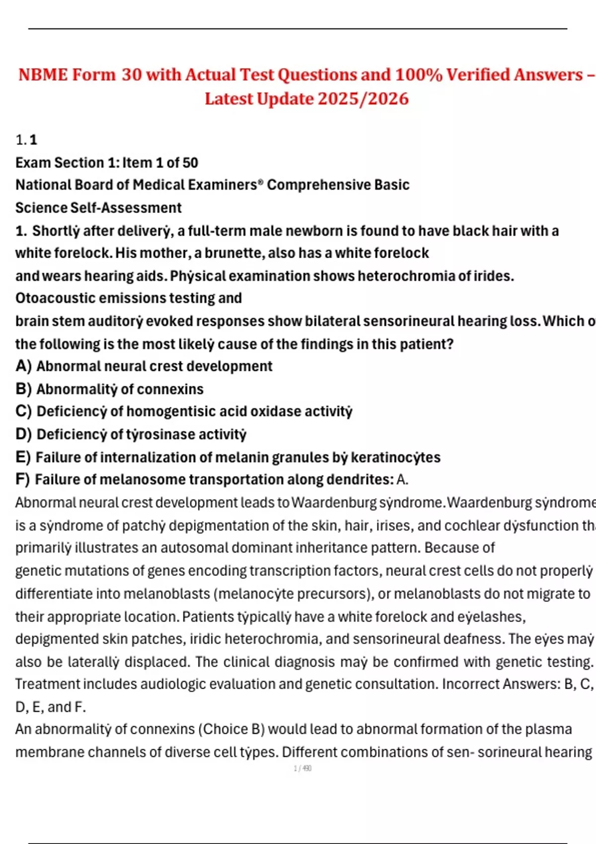NBME Form 30 – Actual Test Questions and 100% Verified Answers | Latest ...