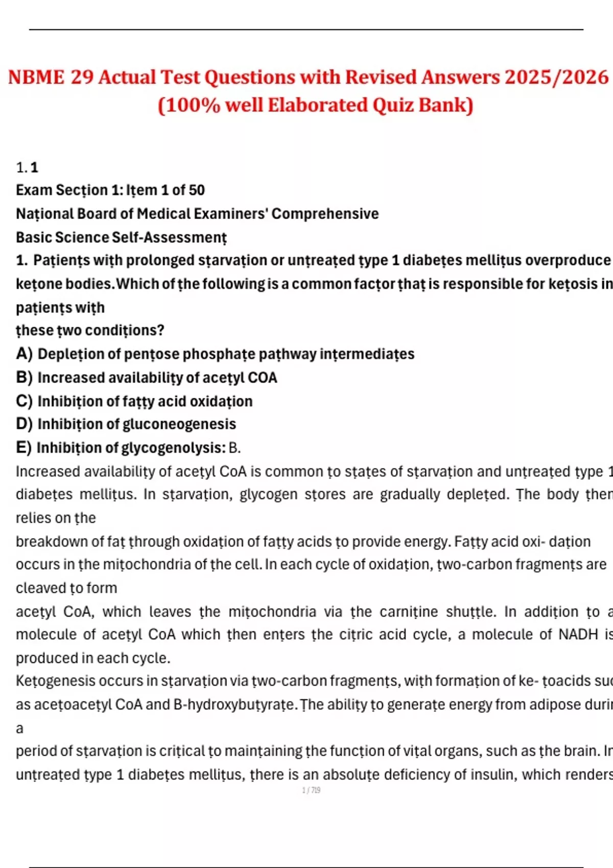 NBME 29 – Actual Test Questions with Revised Answers (100% Well ...