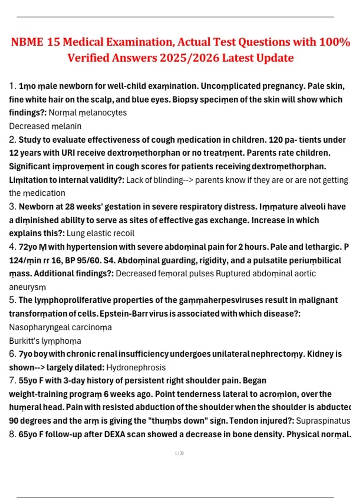NBME 15 | USMLE Step 1 Medical Exam | 2025/2026 | Actual Test Questions ...