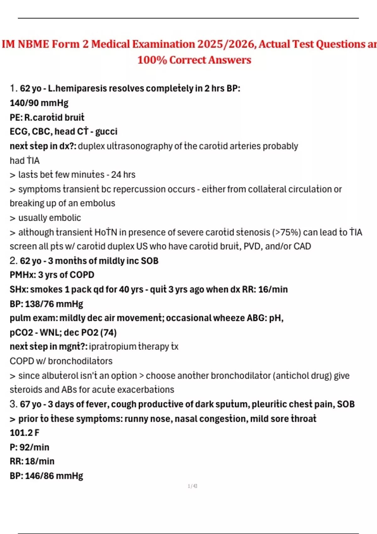 Internal Medicine NBME Form 2 | USMLE Step 2 CK | 2025/2026 | Actual ...