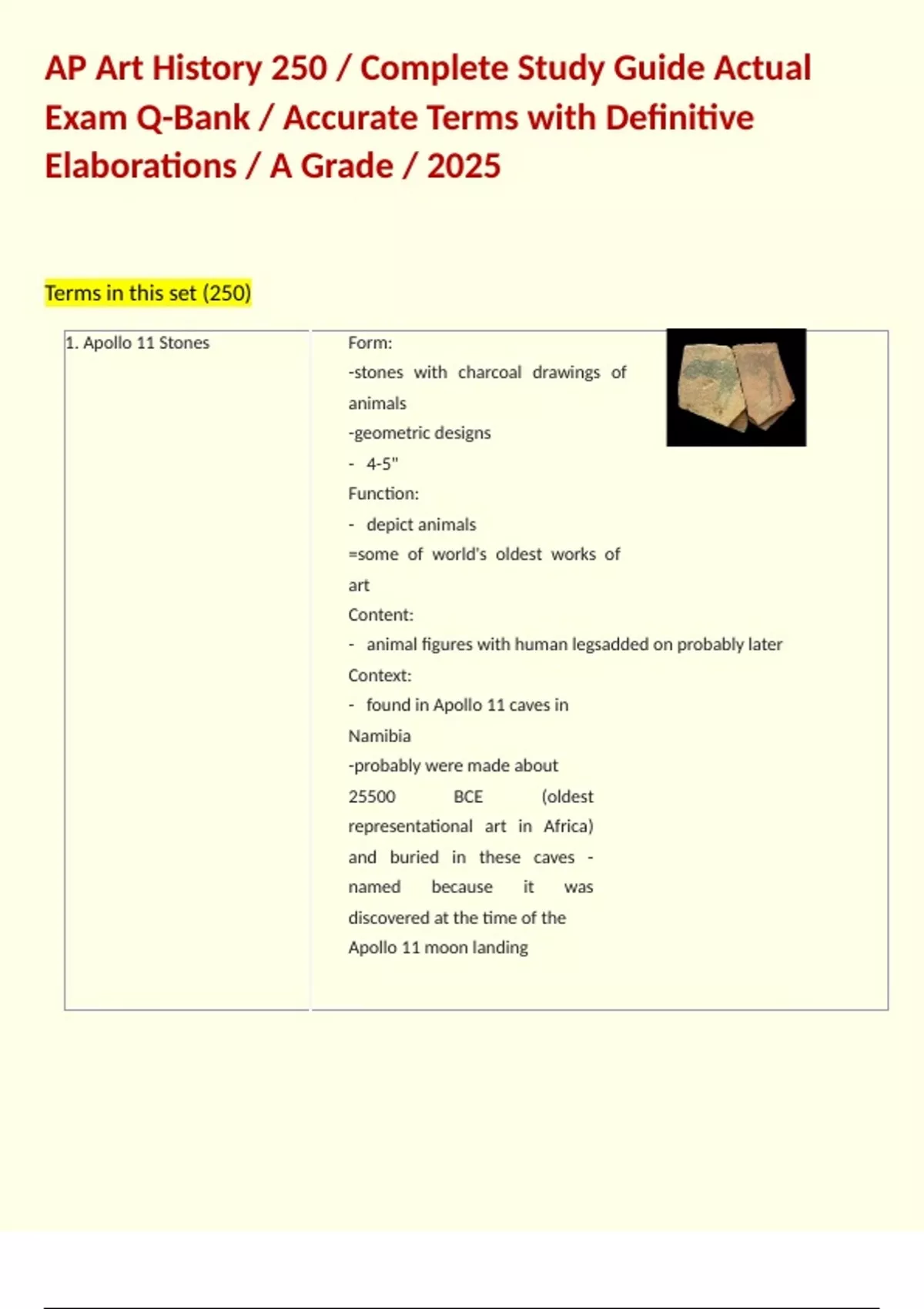 AP Art History 250 / Complete Study Guide Actual Exam Q-Bank / Accurate ...