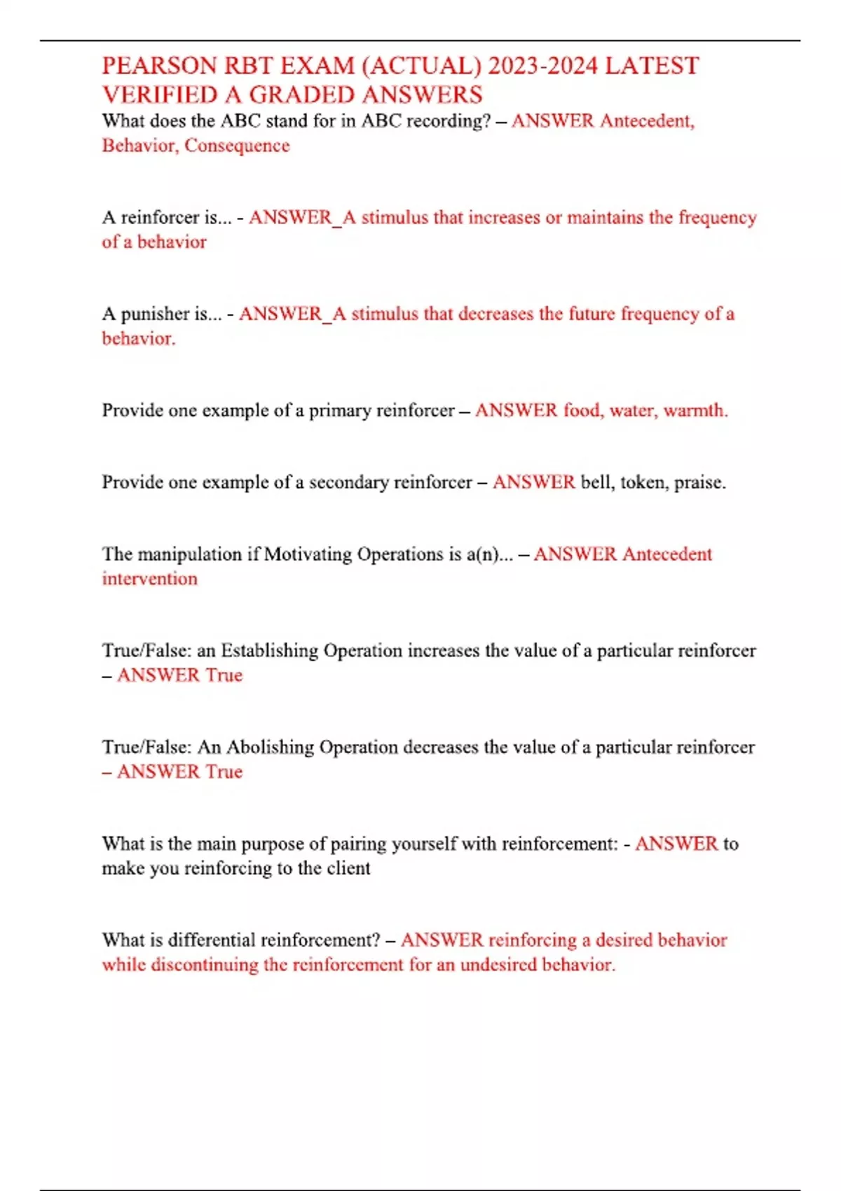 PEARSON RBT EXAM (ACTUAL) LATEST VERIFIED A GRADED ANSWERS - Rbt ...