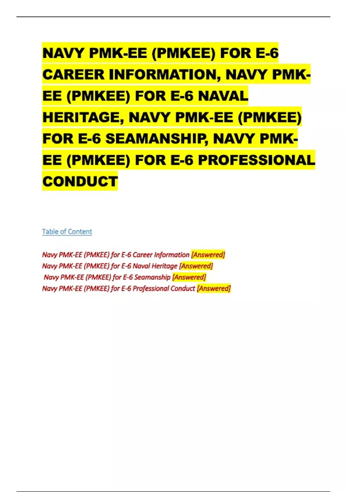 NAVY PMK-EE (PMKEE) FOR E-6 CAREER INFORMATION, NAVY PMKEE (PMKEE) FOR ...