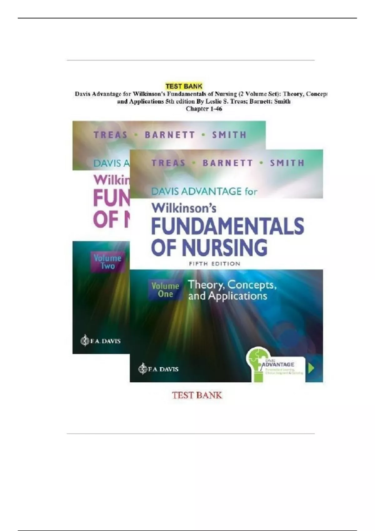 Test Bank For Davis Advantage for Wilkinson's Fundamentals of Nursing ...